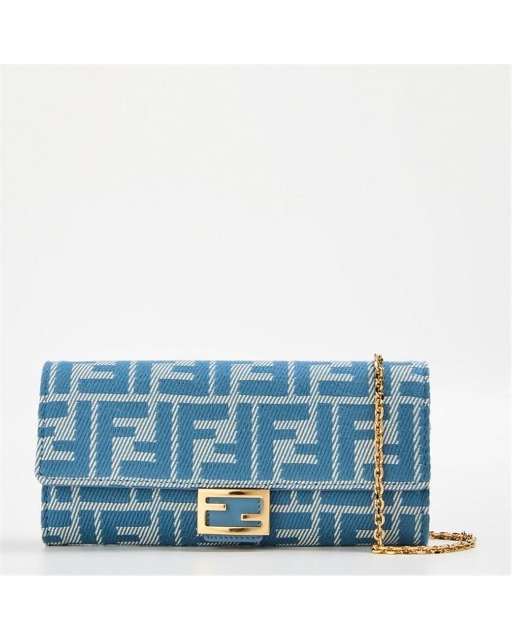 Fendi Baguette Continental Wallet On Chain in Blue | Lyst UK