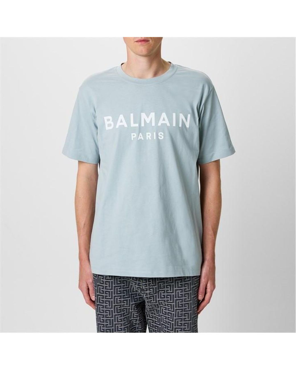 Balmain Paris Print Logo T-shirt in Blue for Men | Lyst UK