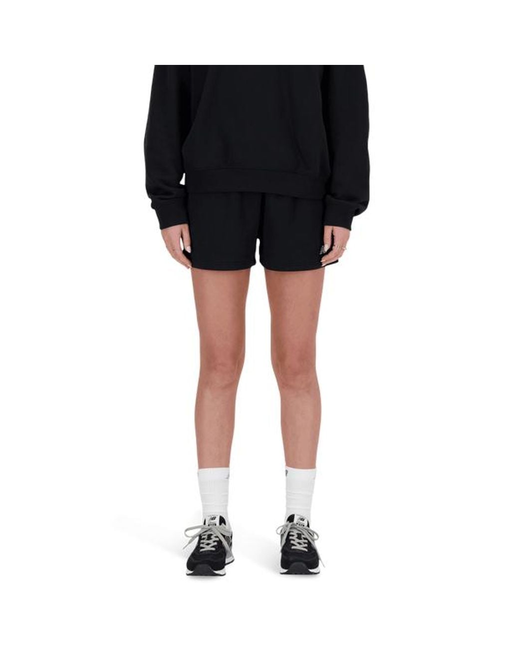 New Balance Terry Shorts in Black | Lyst UK