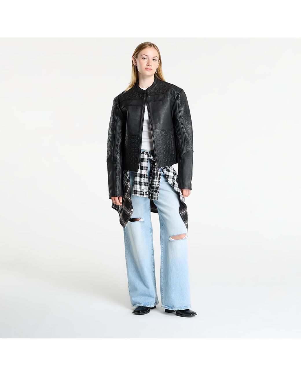 Daily Paper Jacket Structured Leather Jacket in Black for Men | Lyst