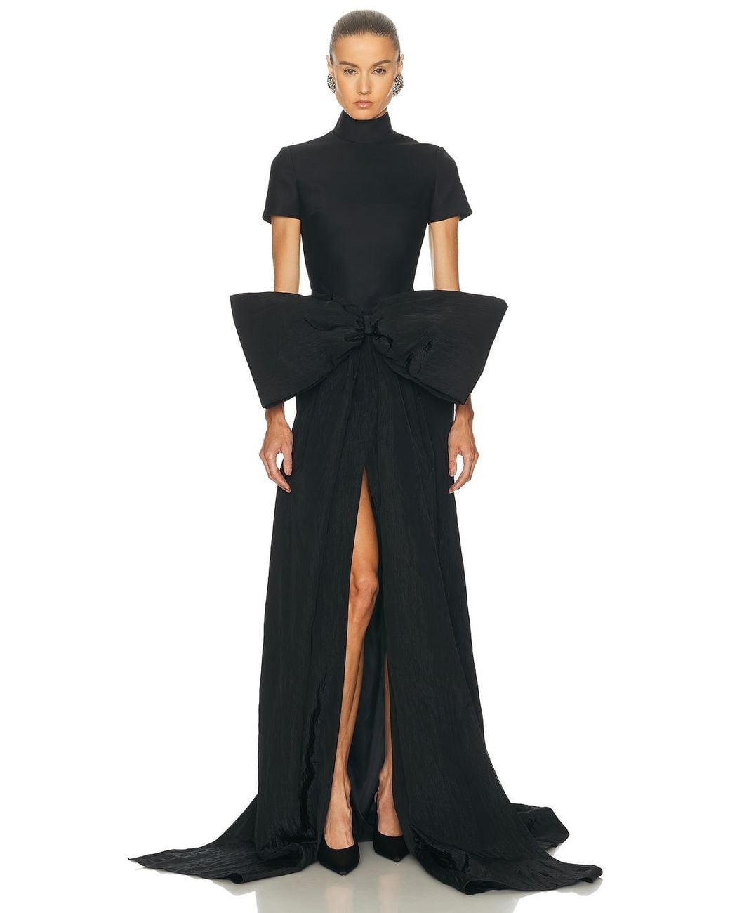David Koma Oversized Bow Detail Gown in Black | Lyst