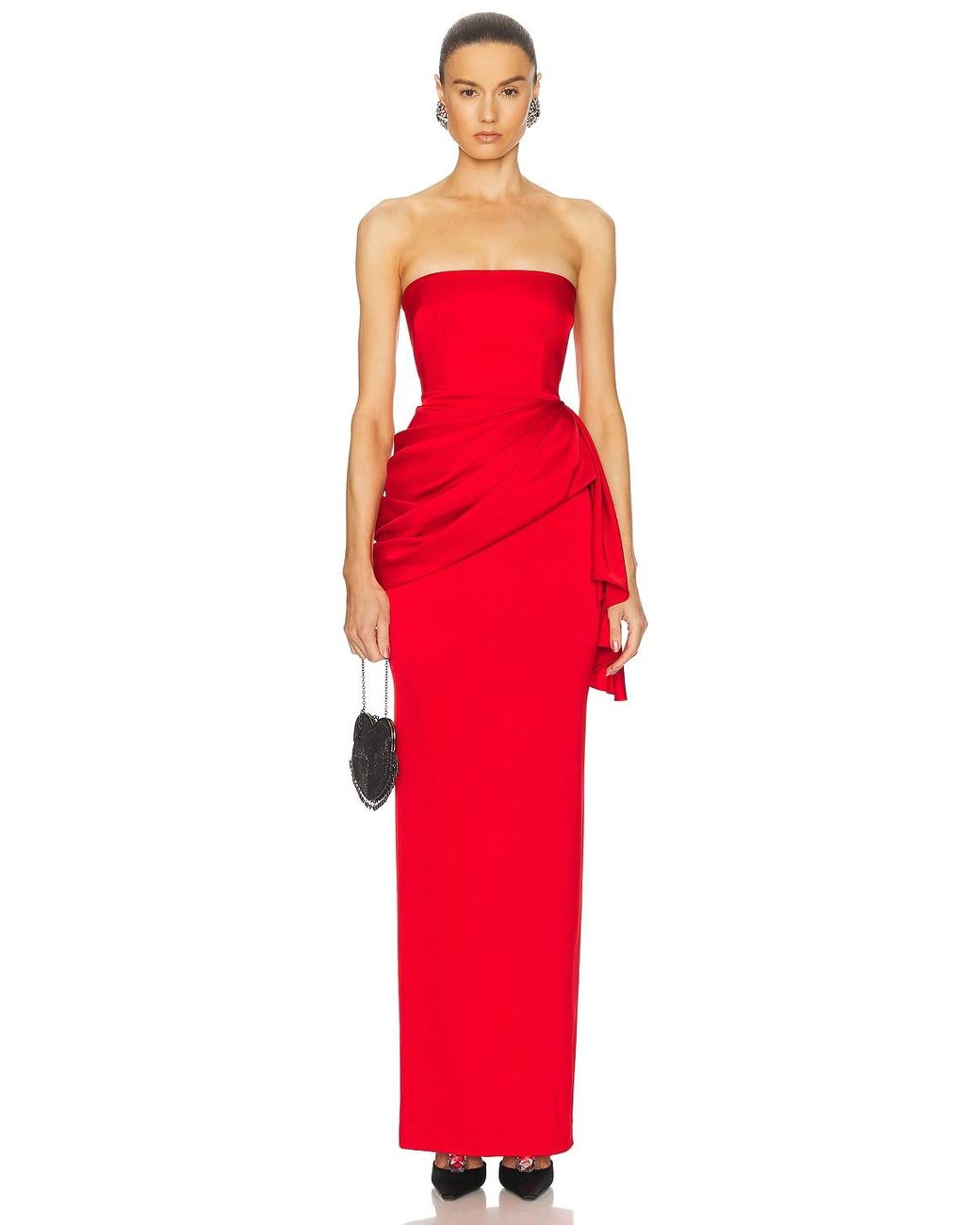 Alex Perry Draped Satin Corset Gown in Red | Lyst