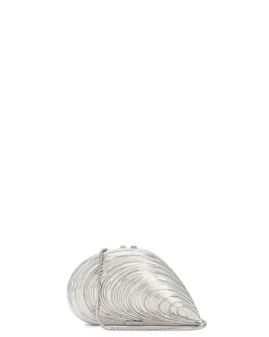 Jonathan Simkhai Bridget Mini Metal Oyster Shell Clutch in White | Lyst