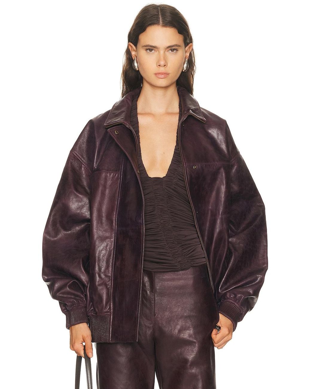 Christopher Esber Devon Leather Bomber Jacket in Purple | Lyst