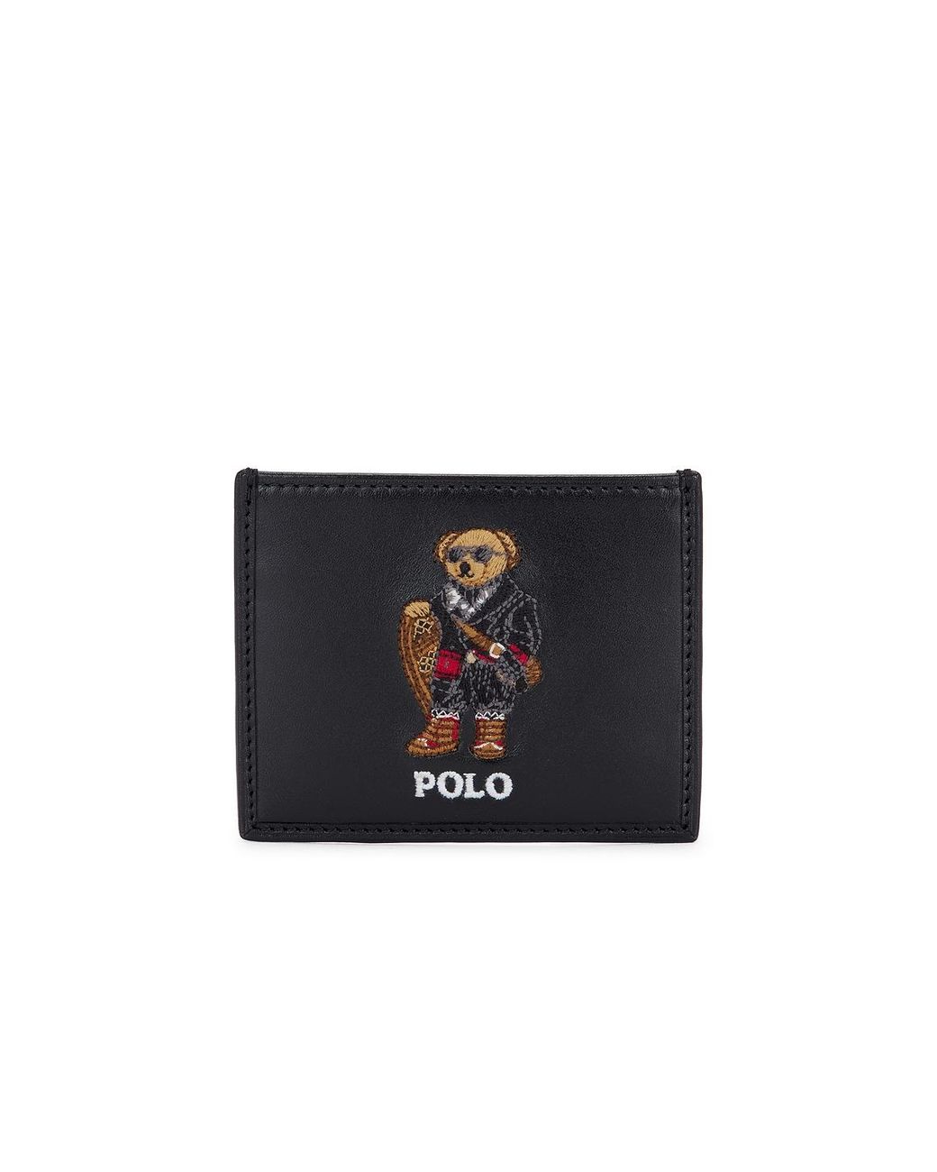 Polo Ralph Lauren Leather Holiday Bear Card Case in Black for Men | Lyst