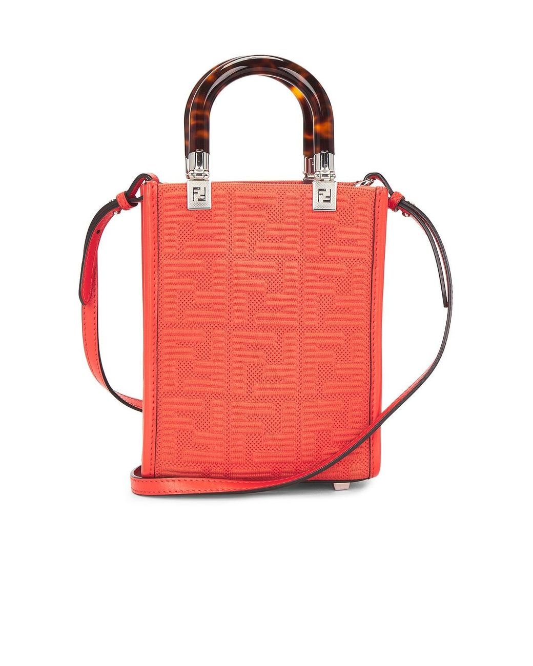 Fendi Mesh Ff Mini Sunshine Shopper Tote Bag in Red | Lyst