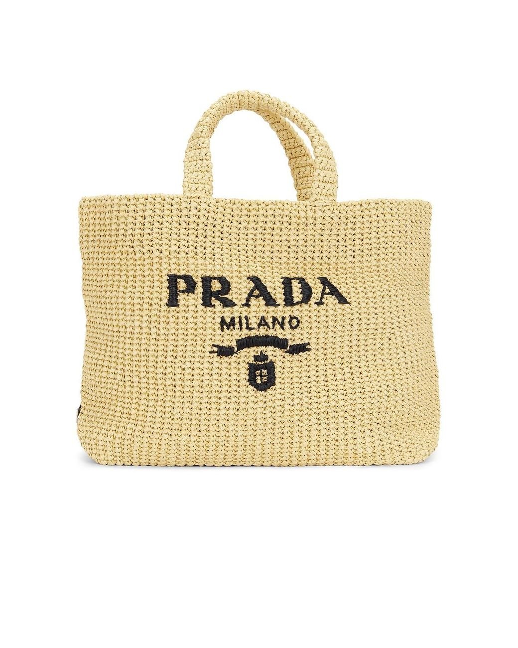 Prada Raffia Tote Bag in Metallic | Lyst