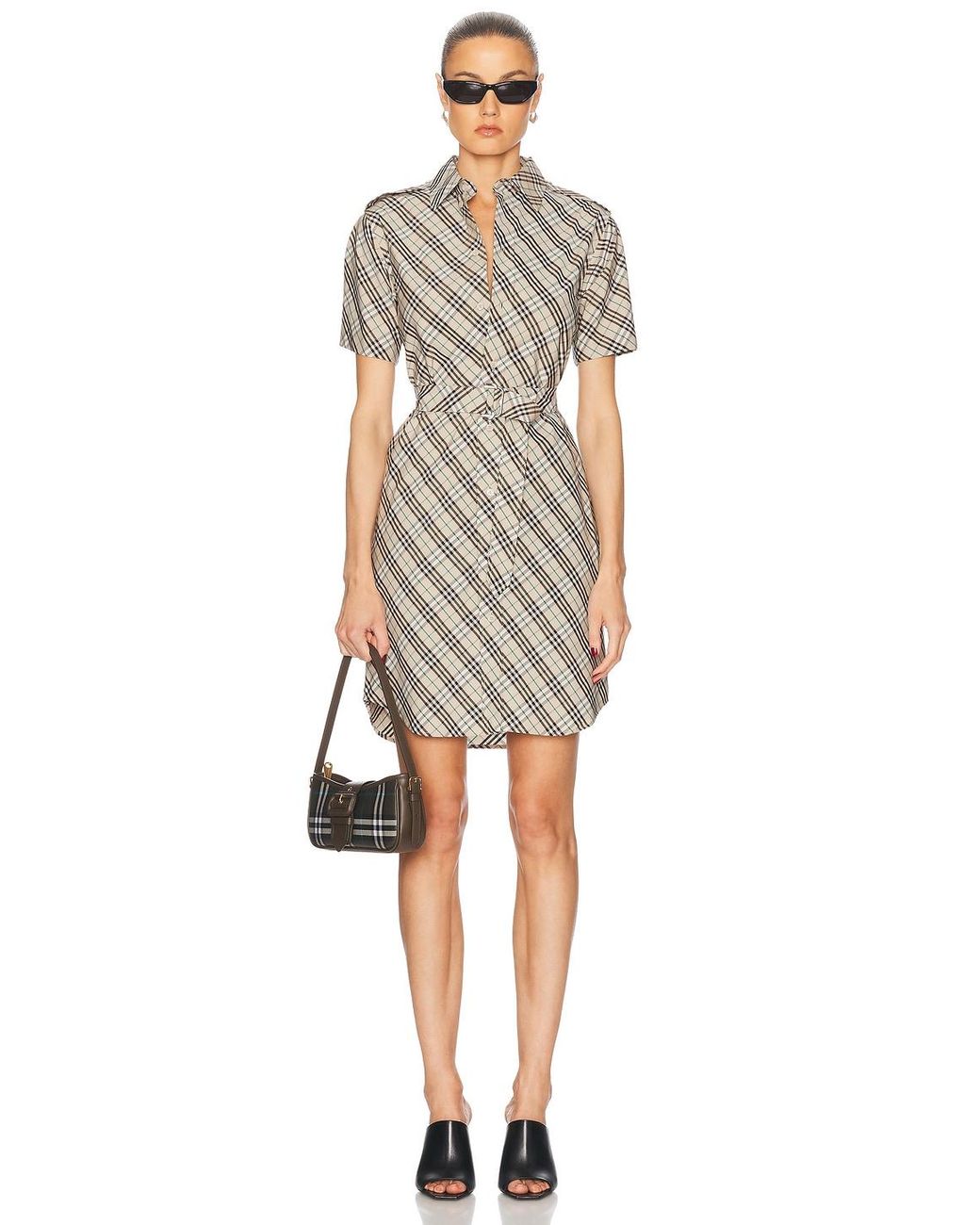 Burberry Shirt Dress in White | Lyst