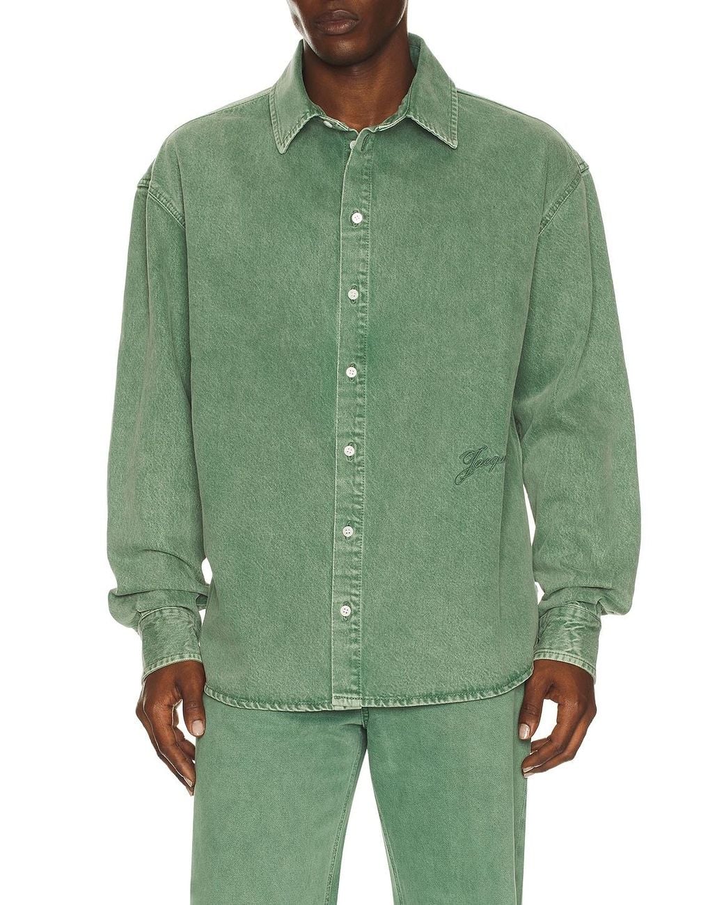 Jacquemus La Chemise De-Nimes Simon in Green for Men | Lyst