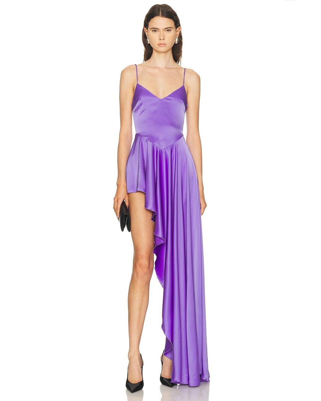 David Koma Open Leg Asymmetric Satin Gown in Purple | Lyst