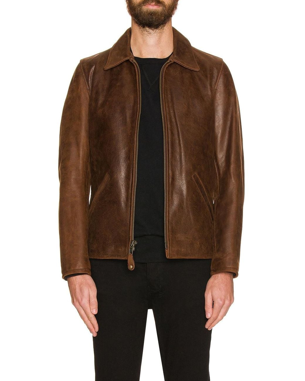 Schott Nyc Waxy Buffalo Leather Sunset Jacket in Brown for Men | Lyst