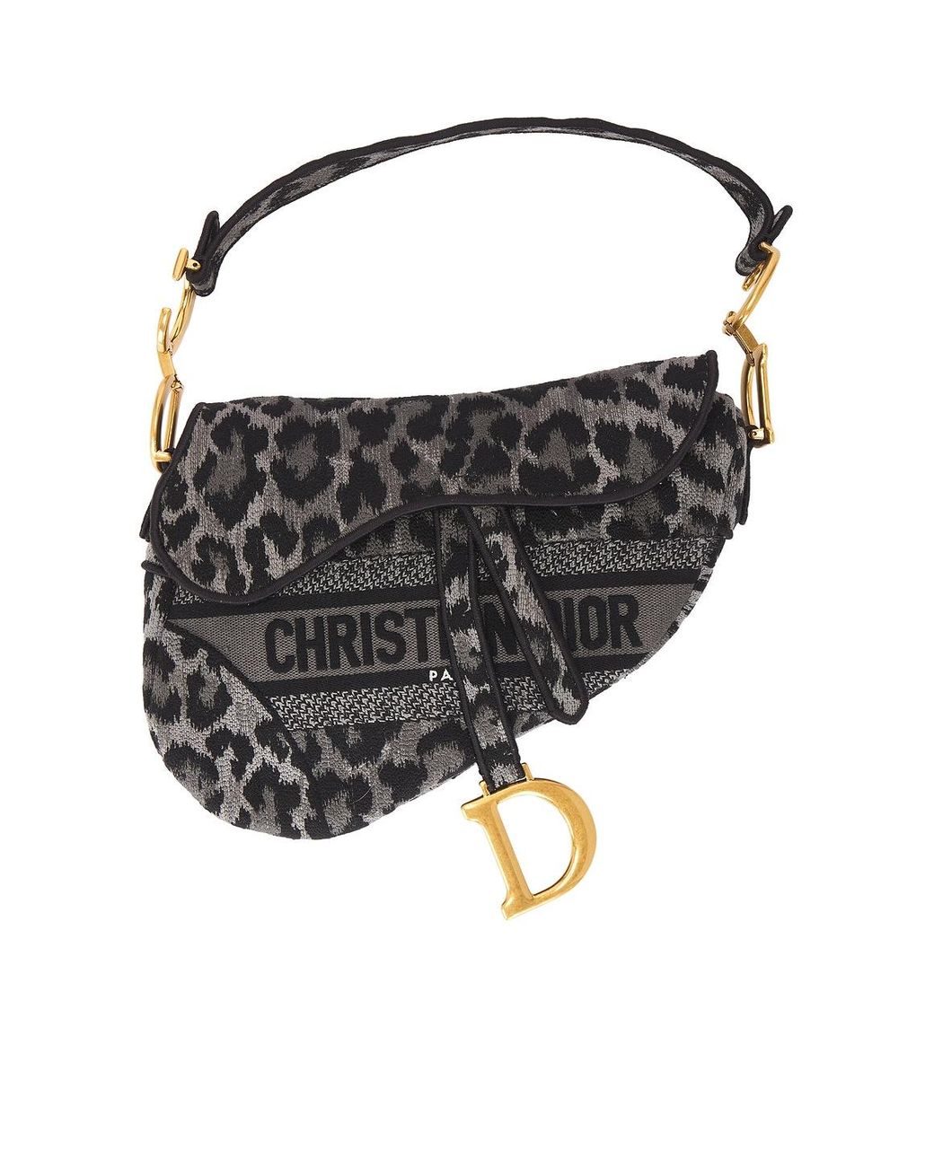 Dior Mizza Embroidered Saddle Bag in Black | Lyst