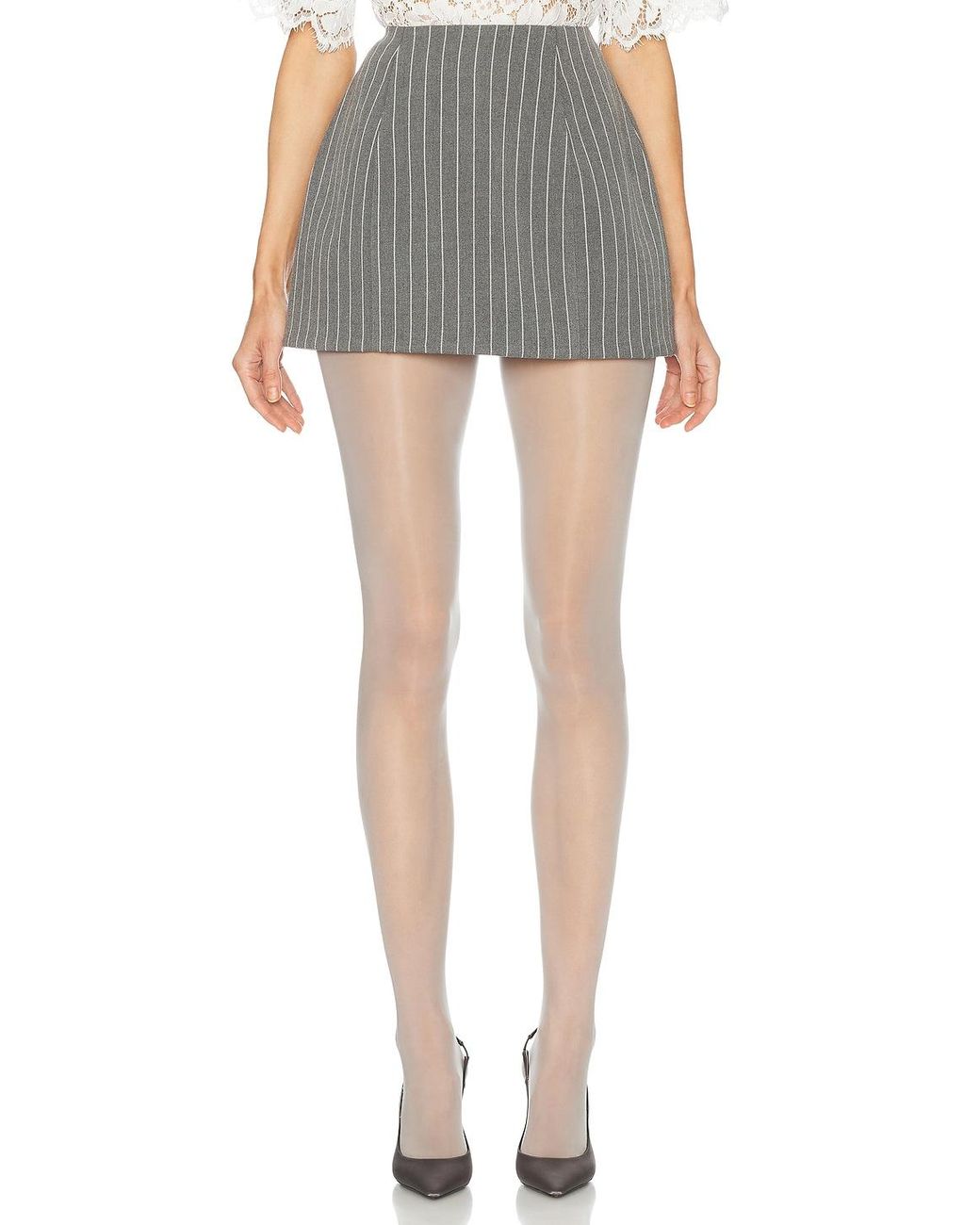 Helsa Pinstripe Structured Mini Skirt in Gray | Lyst