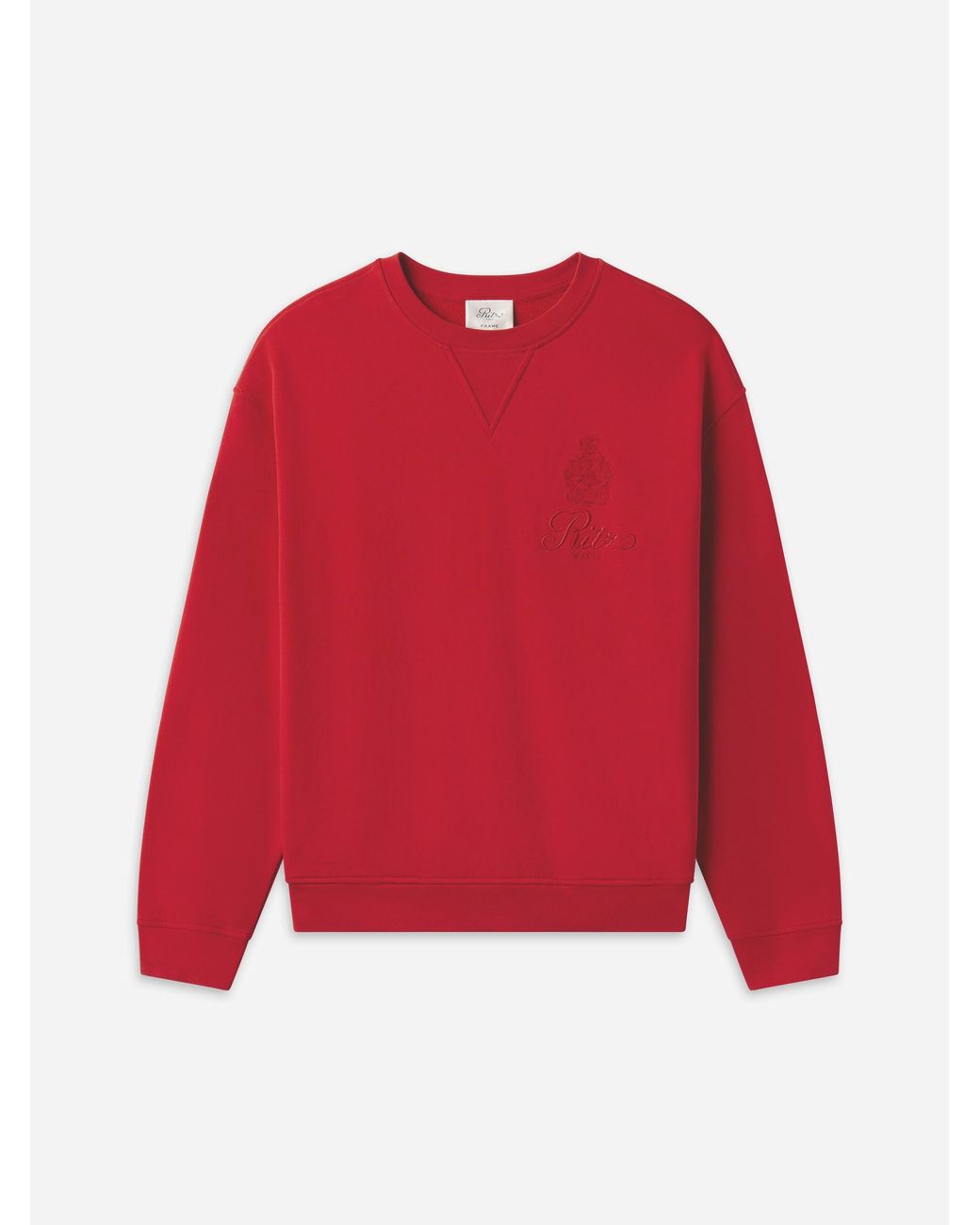 FRAME Ritz Tonal Logo Crewneck in Red | Lyst