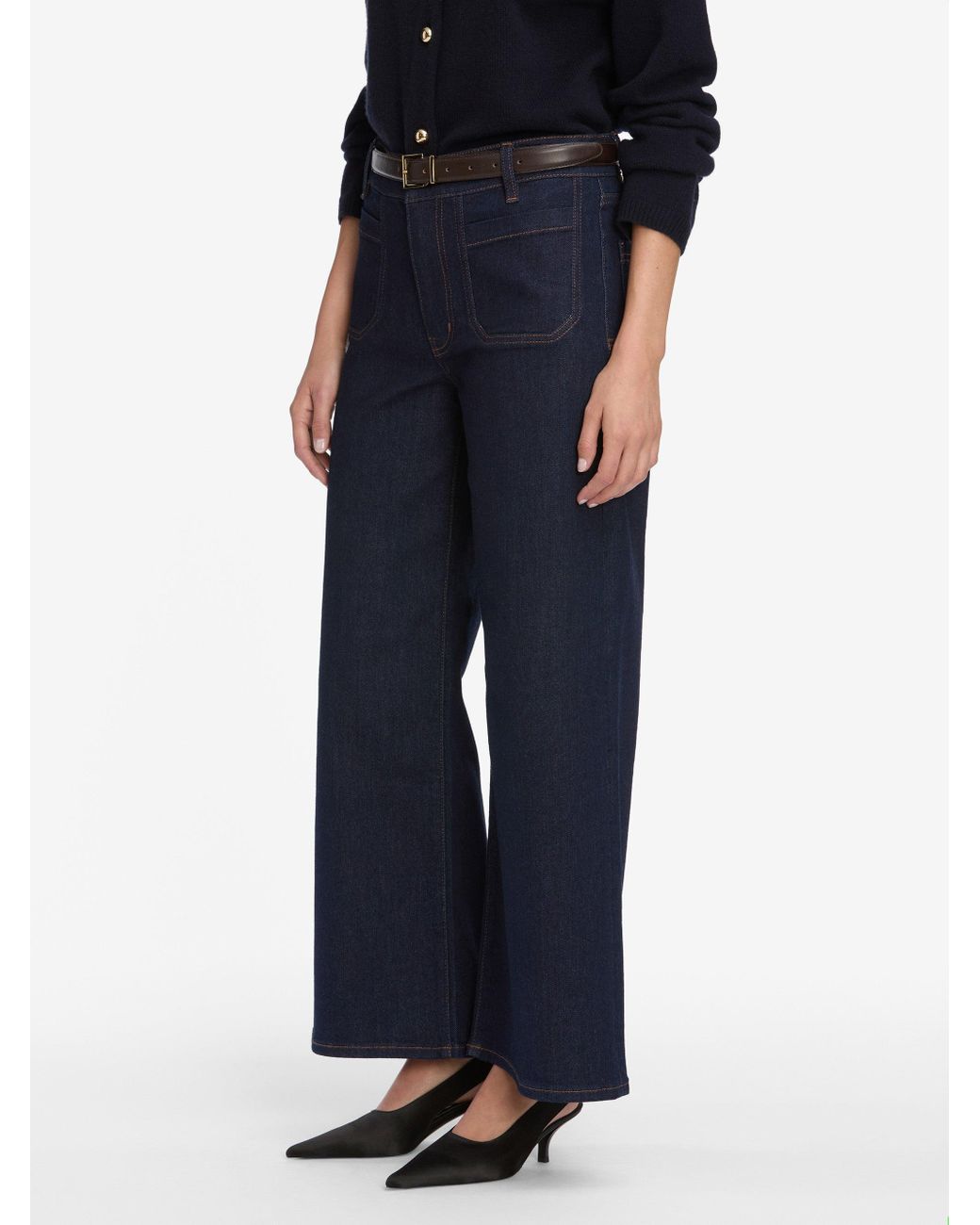FRAME Le Pixie Slim Palazzo Modern Pocket in Blue | Lyst