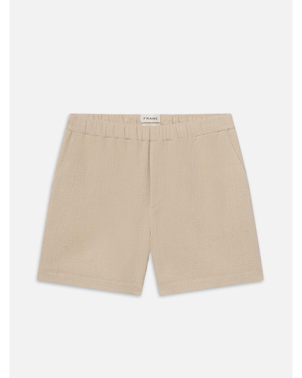 FRAME Open Weave Shorts in Natural | Lyst