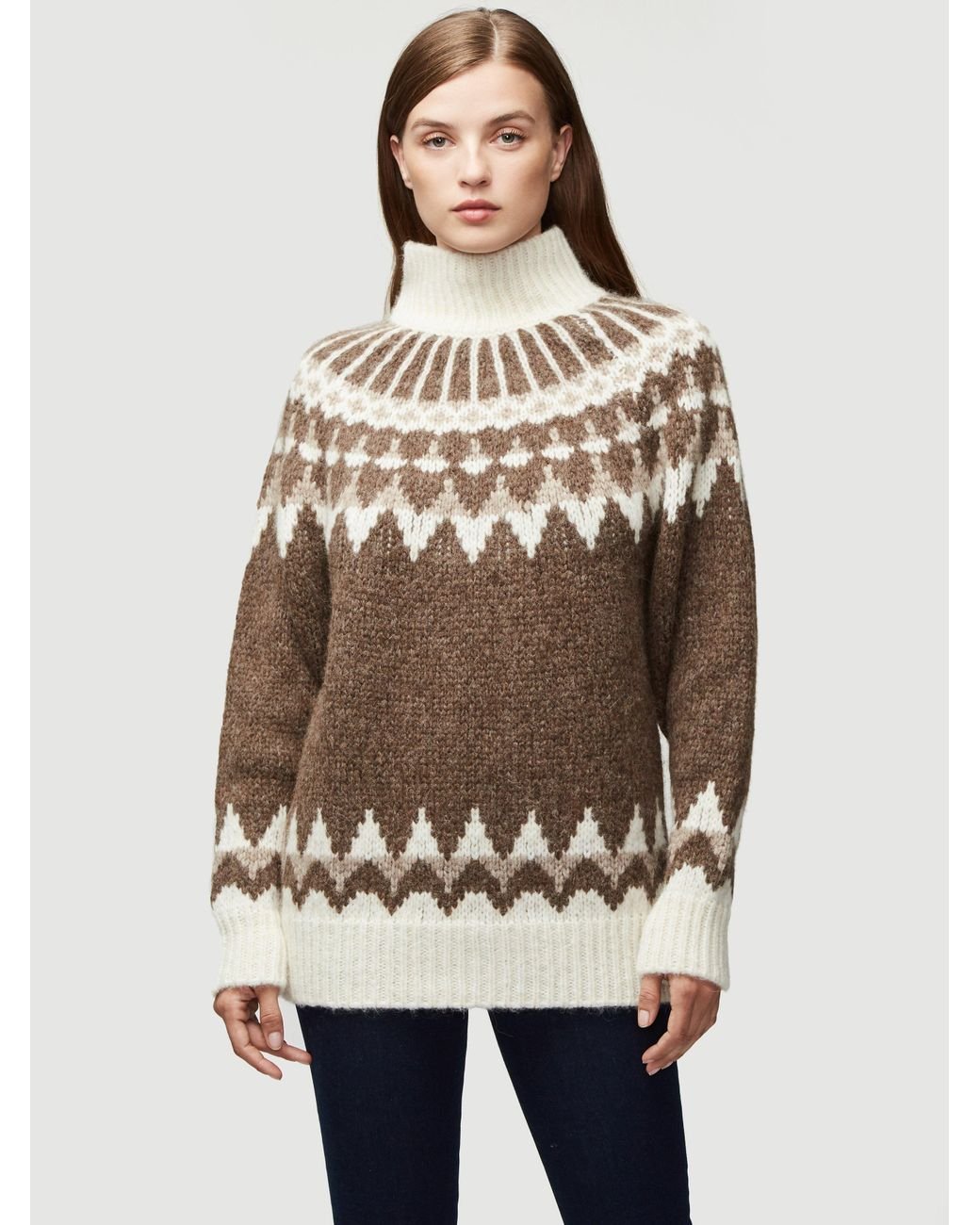 FRAME Alpaca Fair Isle Mock Neck Sweater | Lyst
