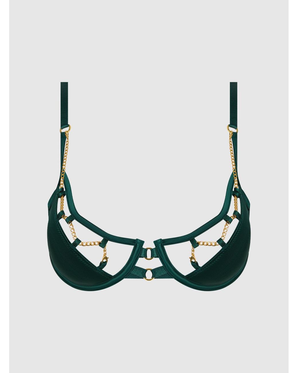 Frederick's of Hollywood Emery Liquid Satin & Chain Bra in Blue | Lyst