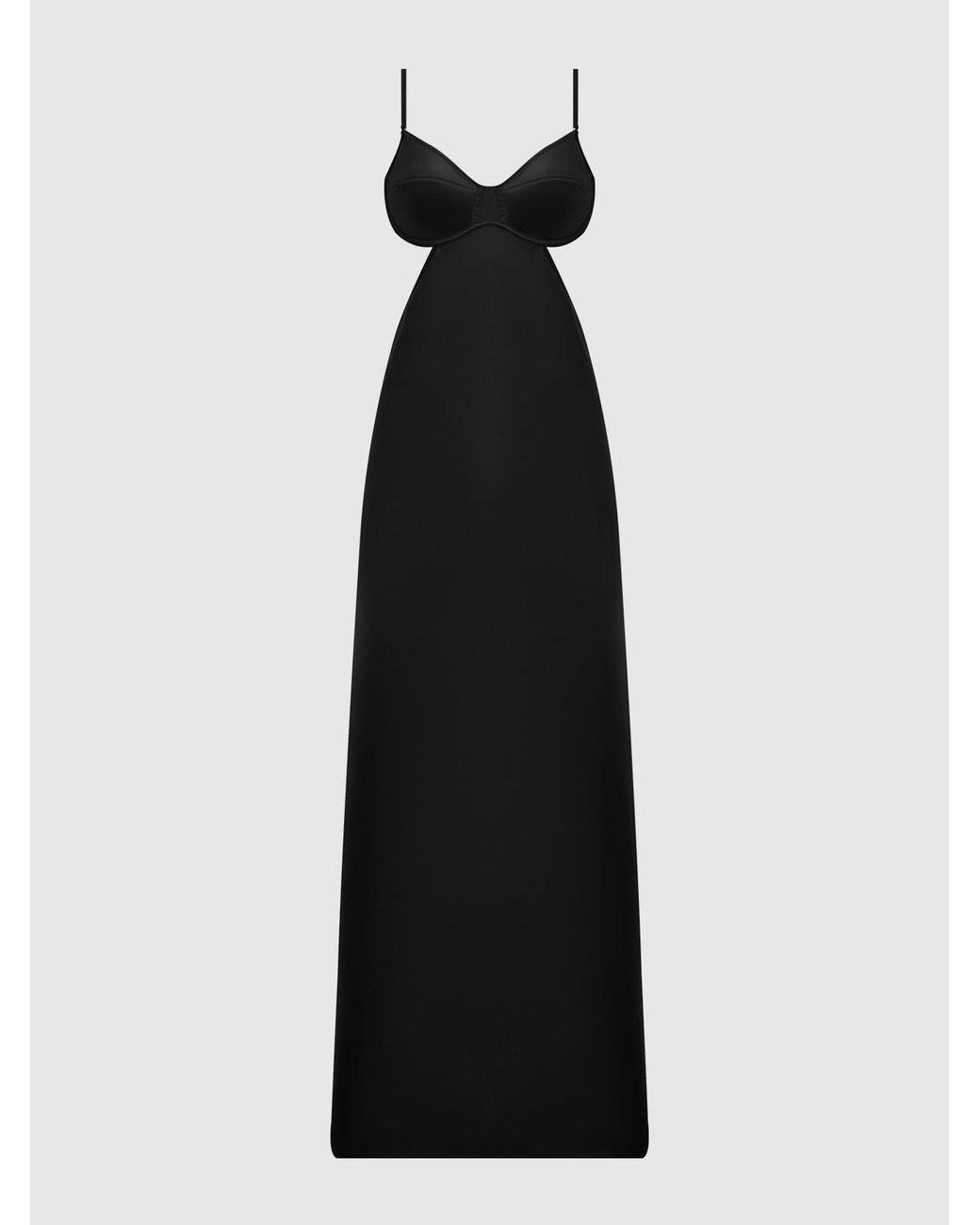 Frederick's of Hollywood Petra Satin Monowire Cutout Gown in Black | Lyst