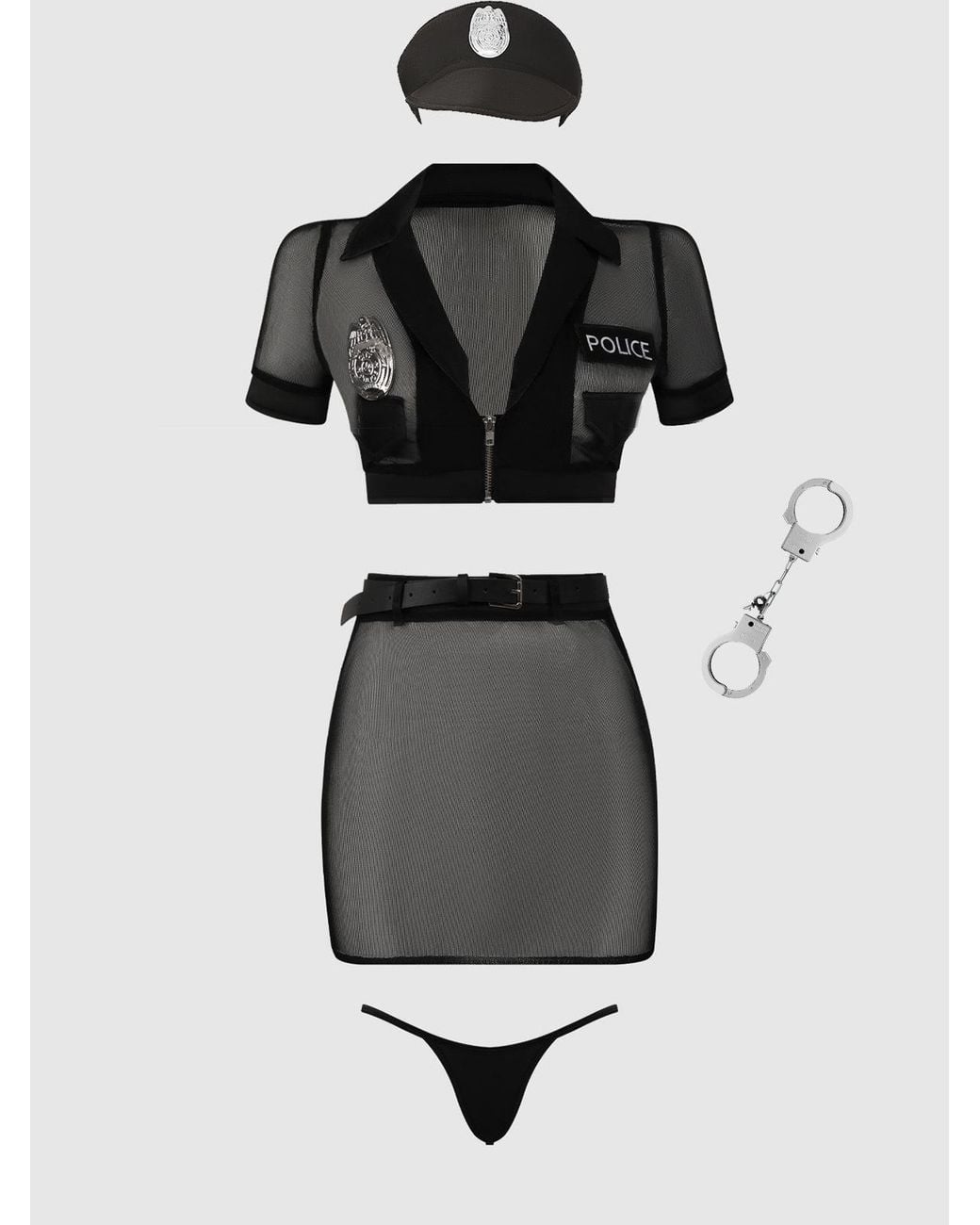Frederick's of Hollywood Under Arrest Mesh Top, Open Back Skirt ...