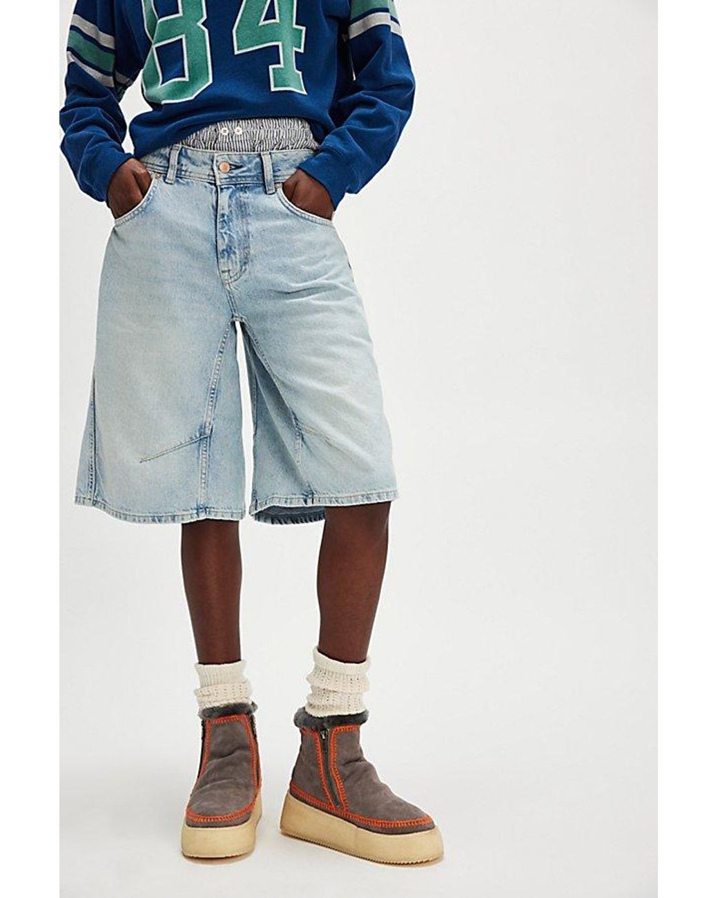 Laidbacklondon Setsu Crochet Suede Platform Boots in Blue | Lyst