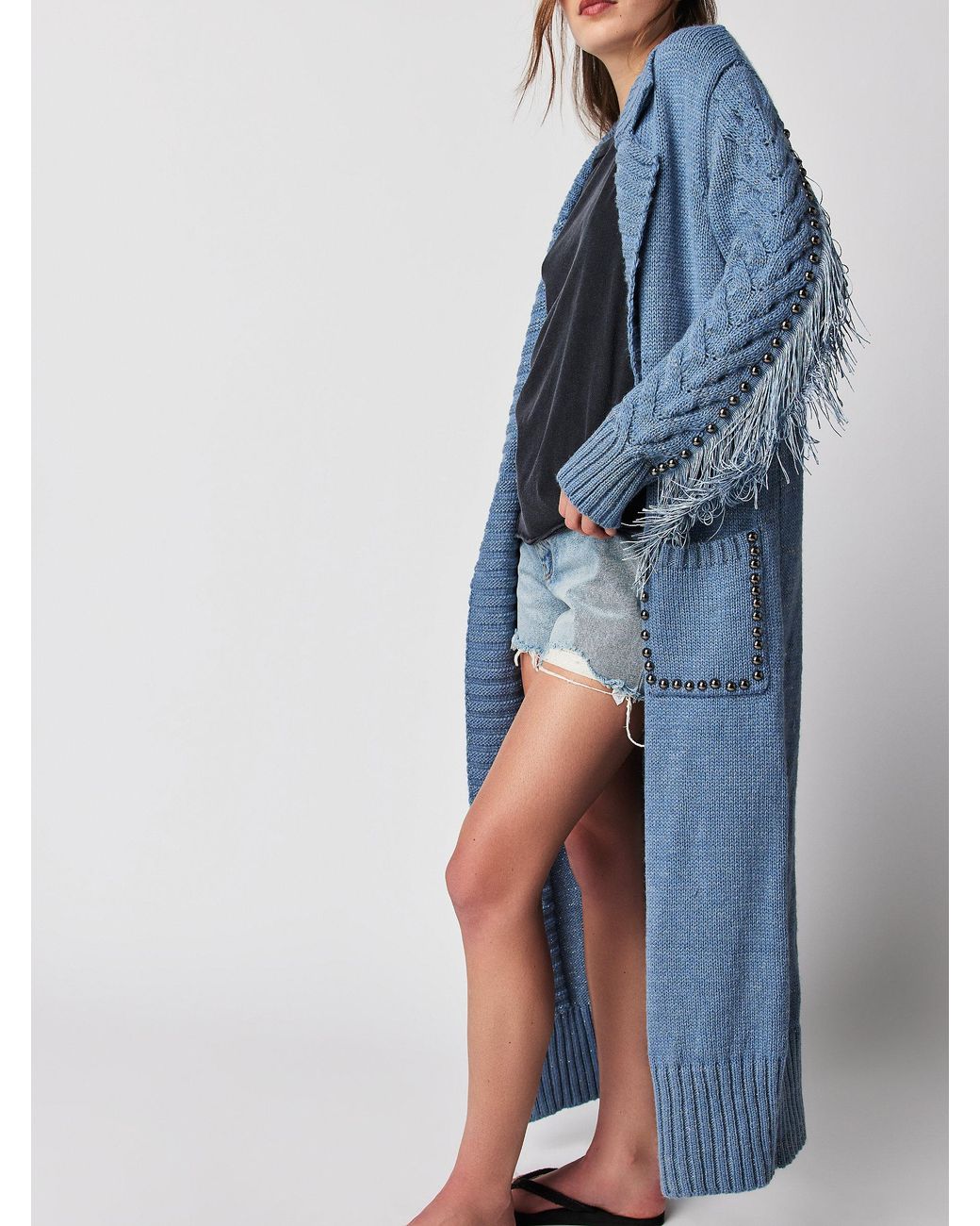 Free People Understated Leather Rodeo Studded Sweater Trench Coat in ...