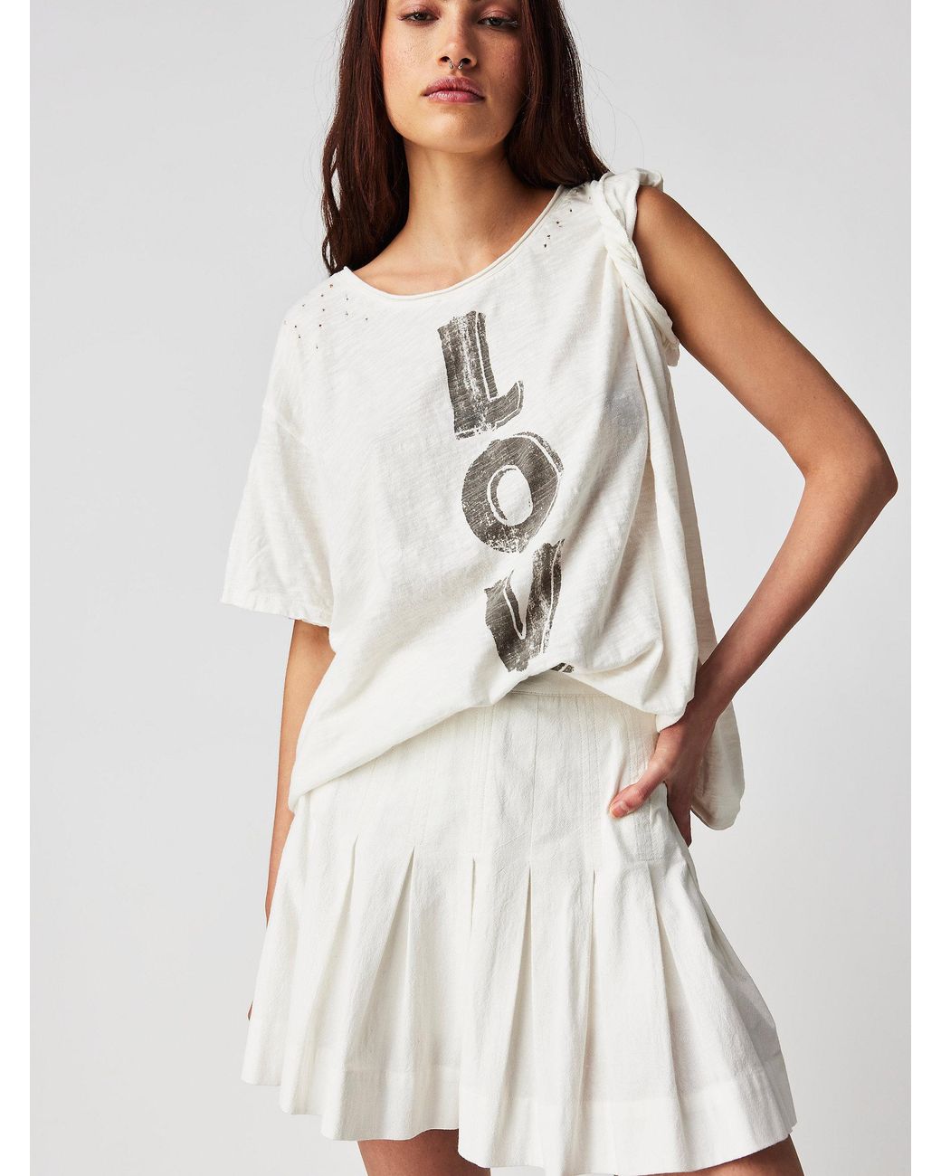 Free People Magnolia Pearl L-o-v-e Tee in White | Lyst