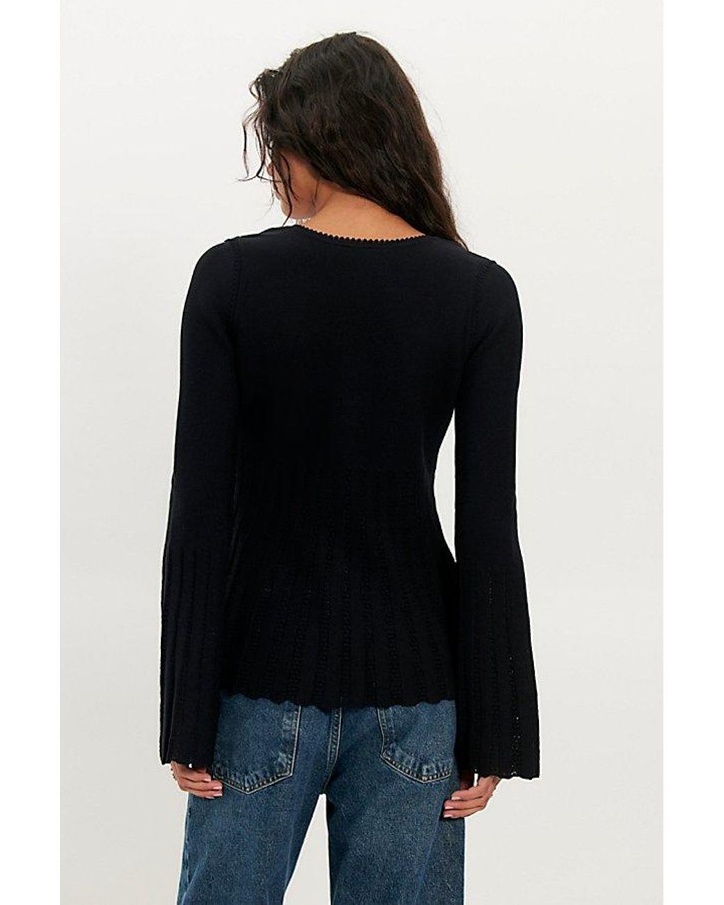 Free People Breaking Point Babydoll Cardi in Black | Lyst