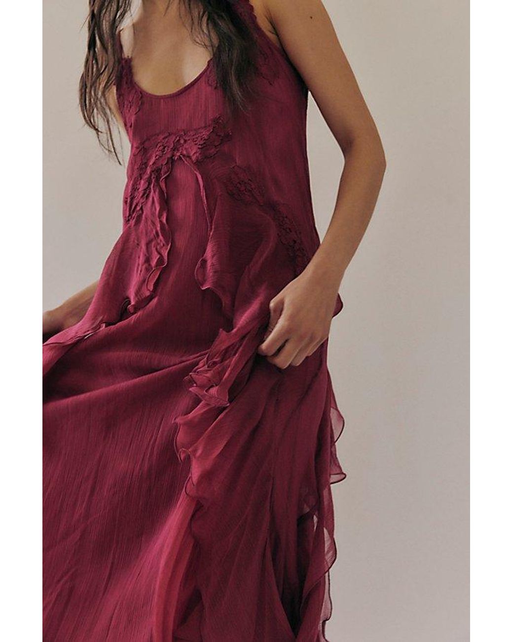 Nigel Preston Floating Angel Chiffon Maxi Dress in Red | Lyst