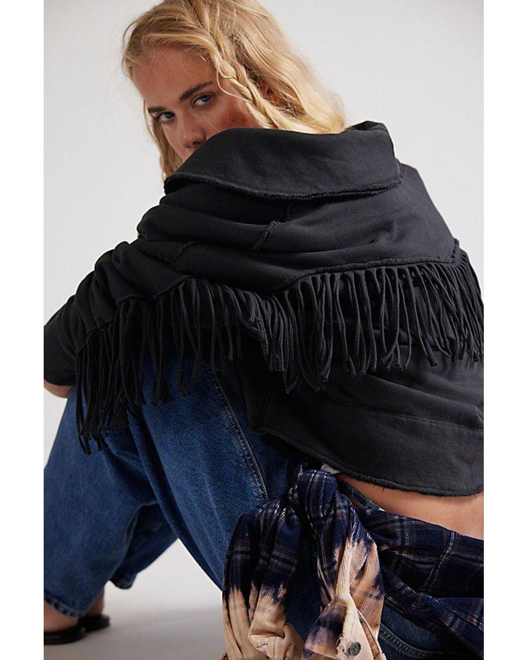 Ragabond Wyatt Fringe Cardi in Black | Lyst