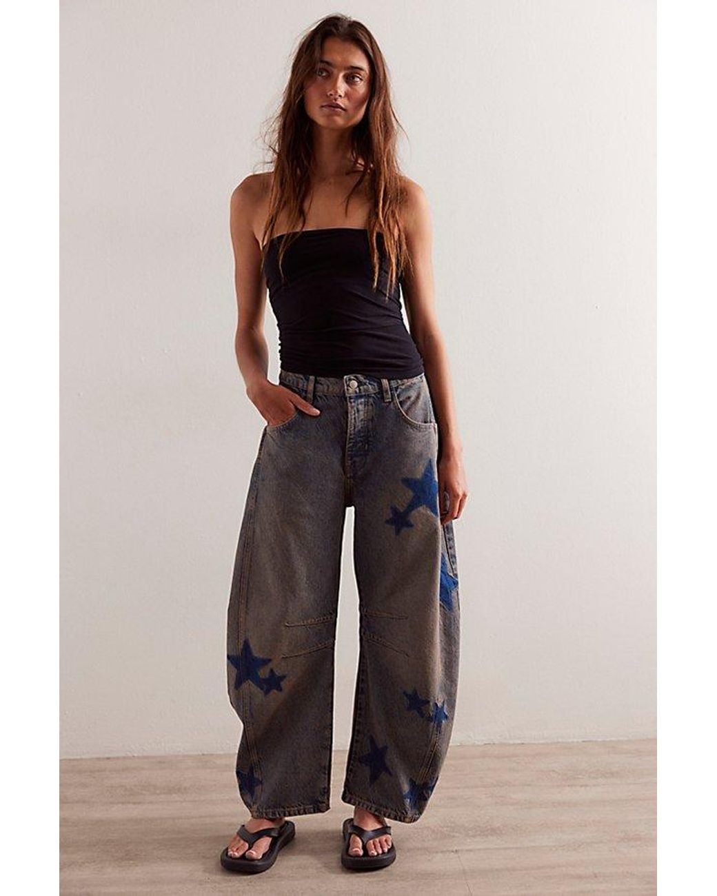 Free People We The Free Good Luck Shadow Patch Jeans | Lyst