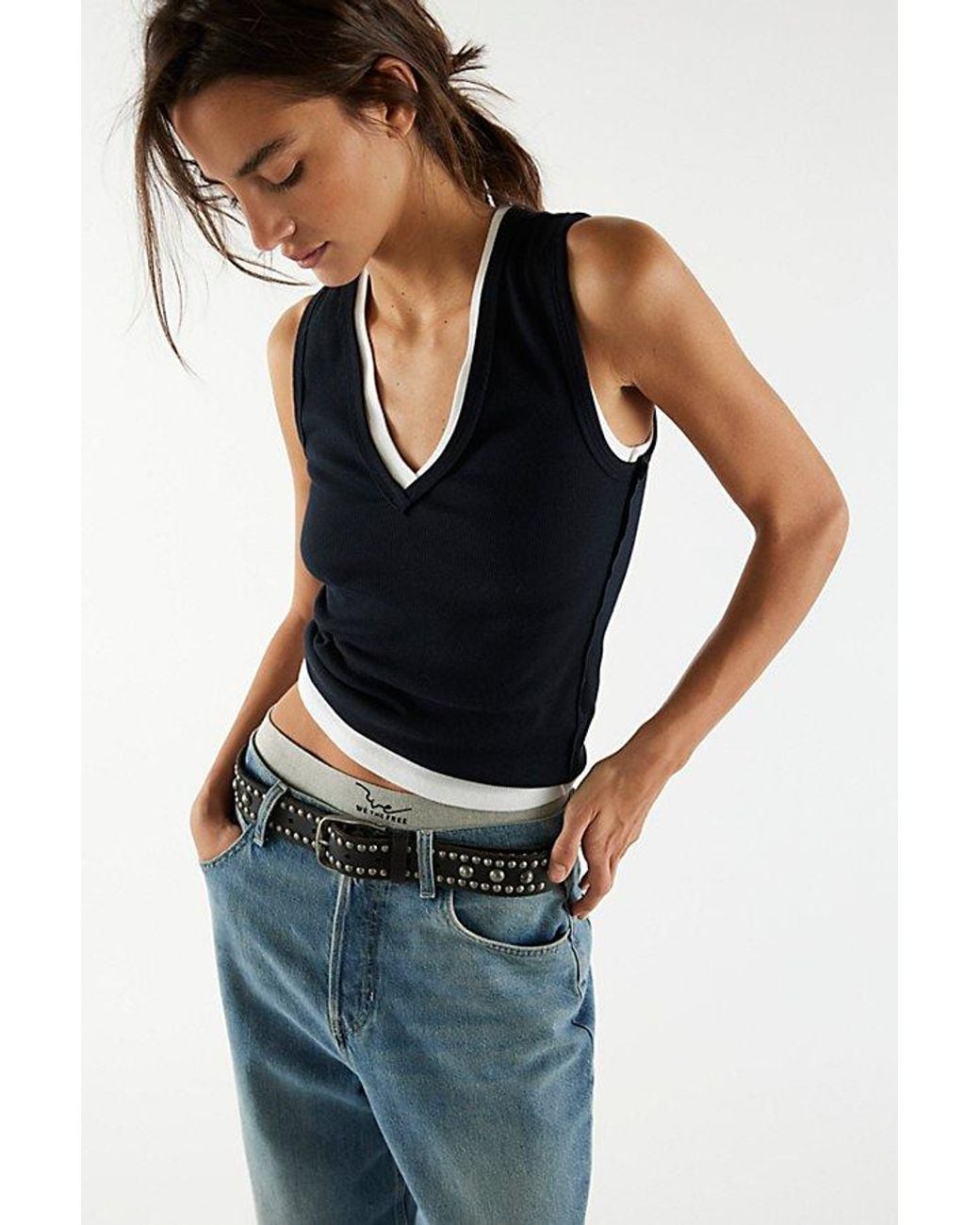 Free People We The Free Neria V-Neck Tank Top in Blue | Lyst