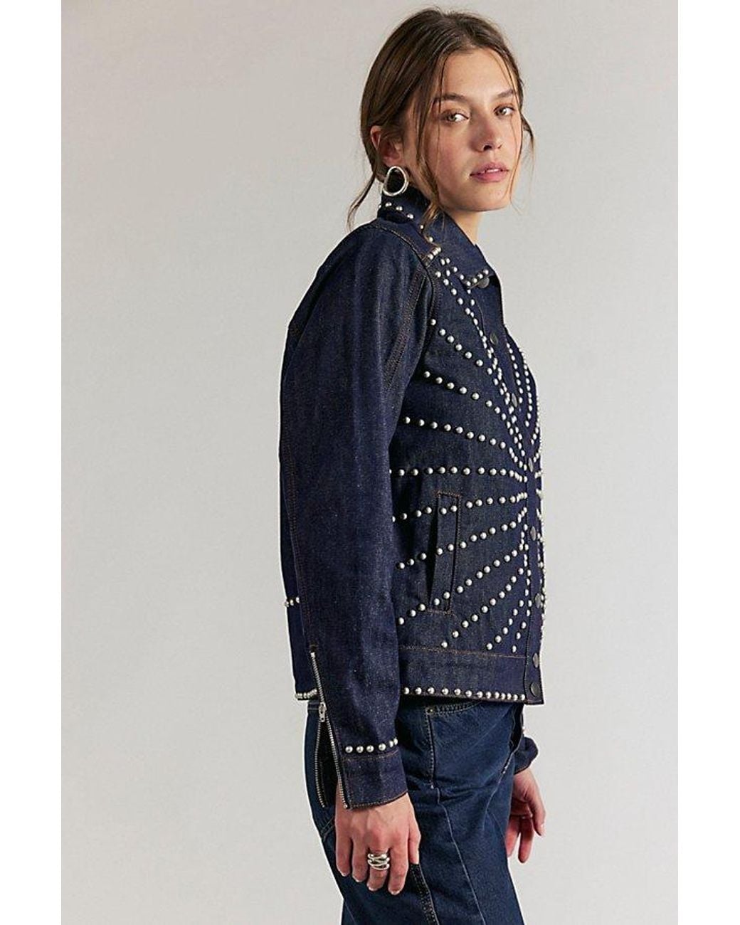 Urban Outfitters Sunburst Embellished Denim Jacket in Blue | Lyst