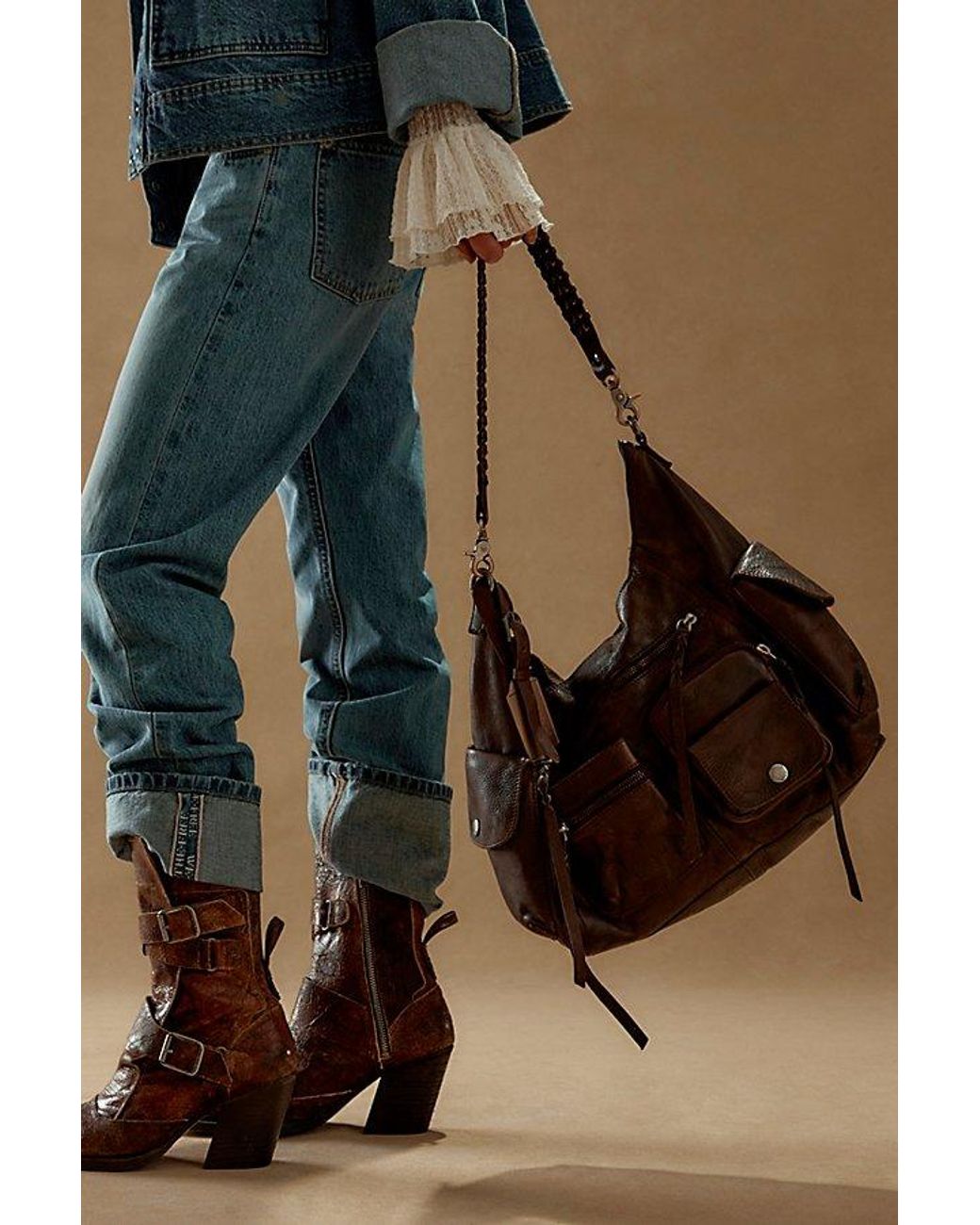 Free People We The Free Ledger Leather Bag in Brown | Lyst