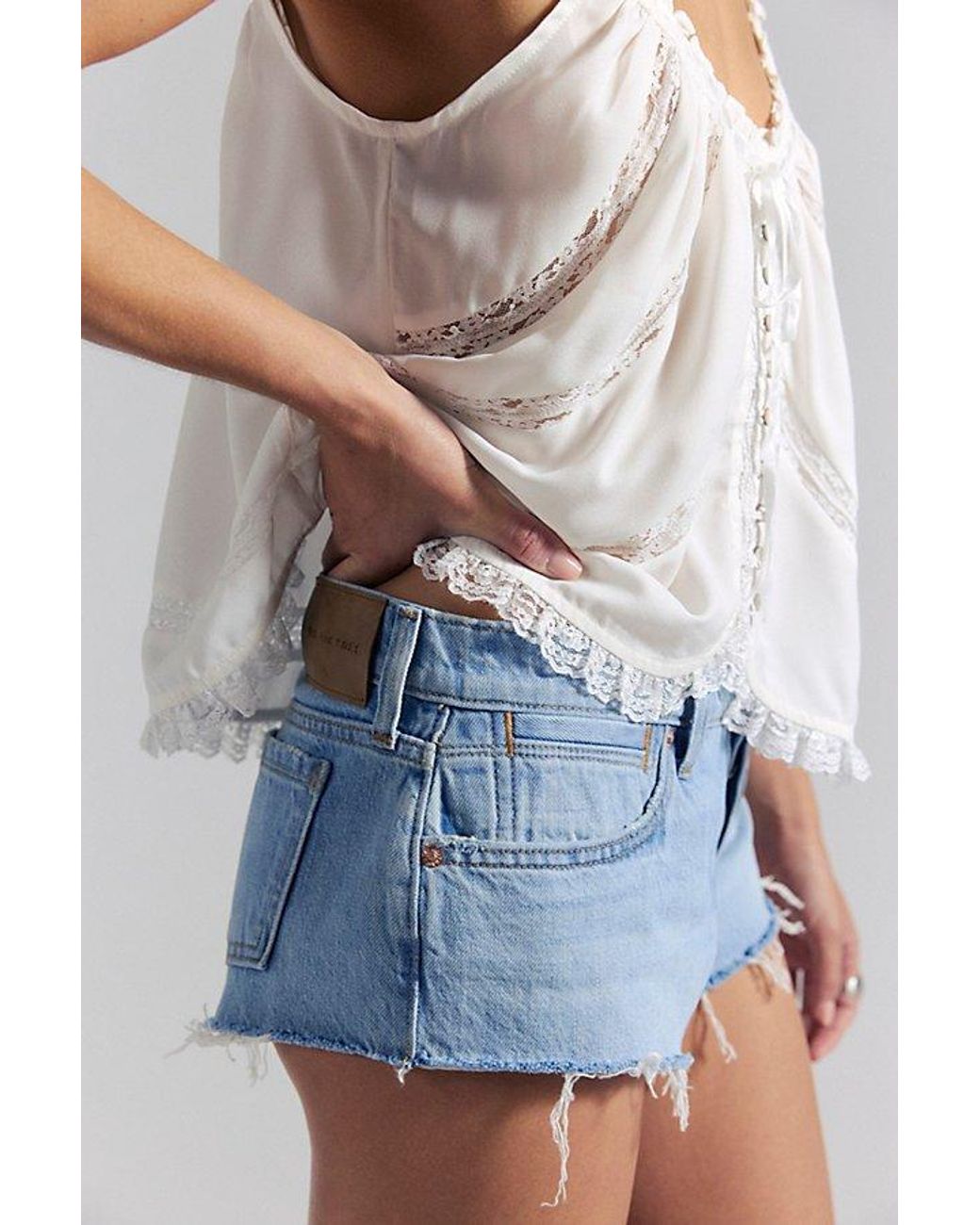 Free People Hit The Road Micro Shorts in Blue | Lyst