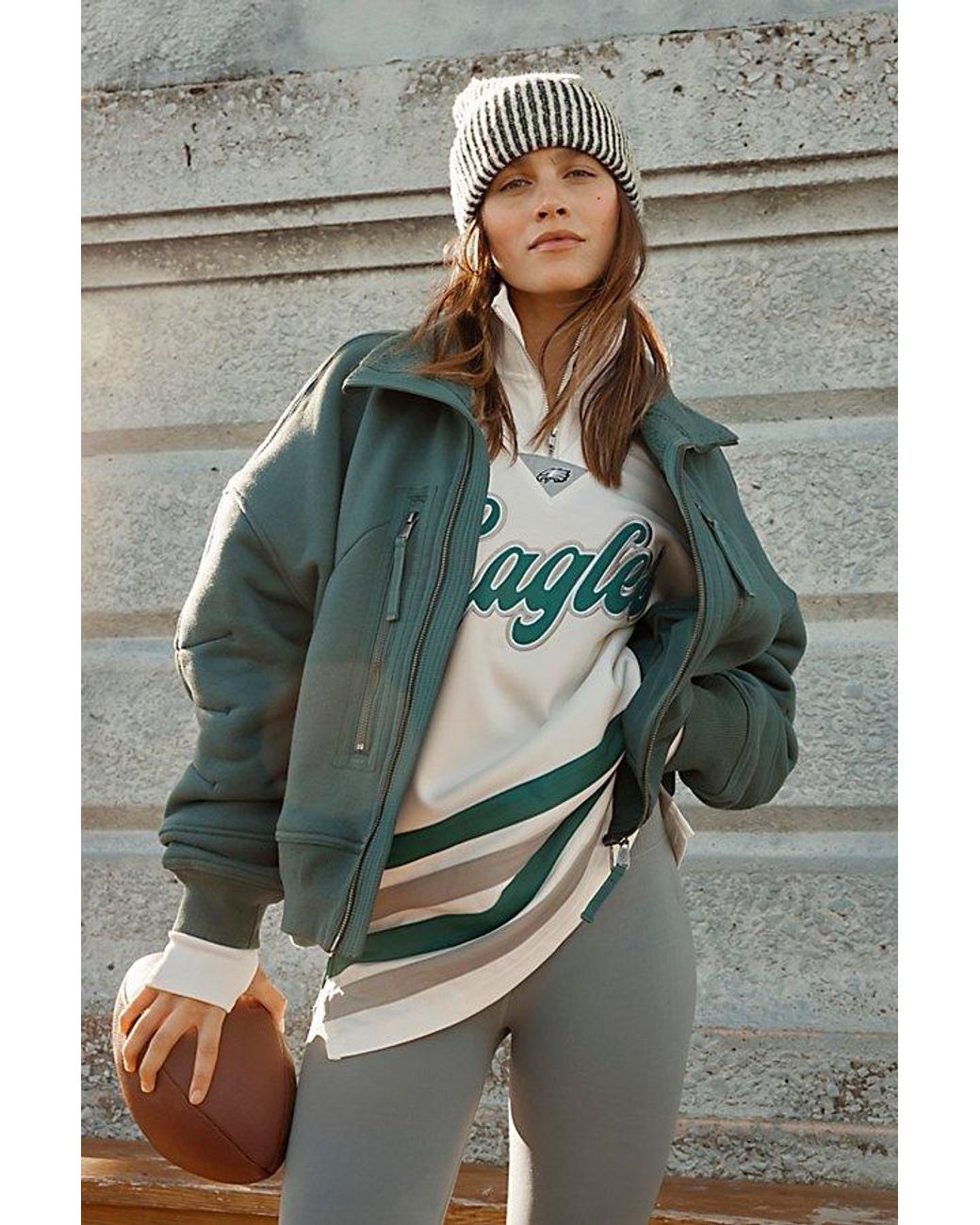 The Wild Collective Nfl Half-Zip Sporty Long Sleeve in Gray | Lyst