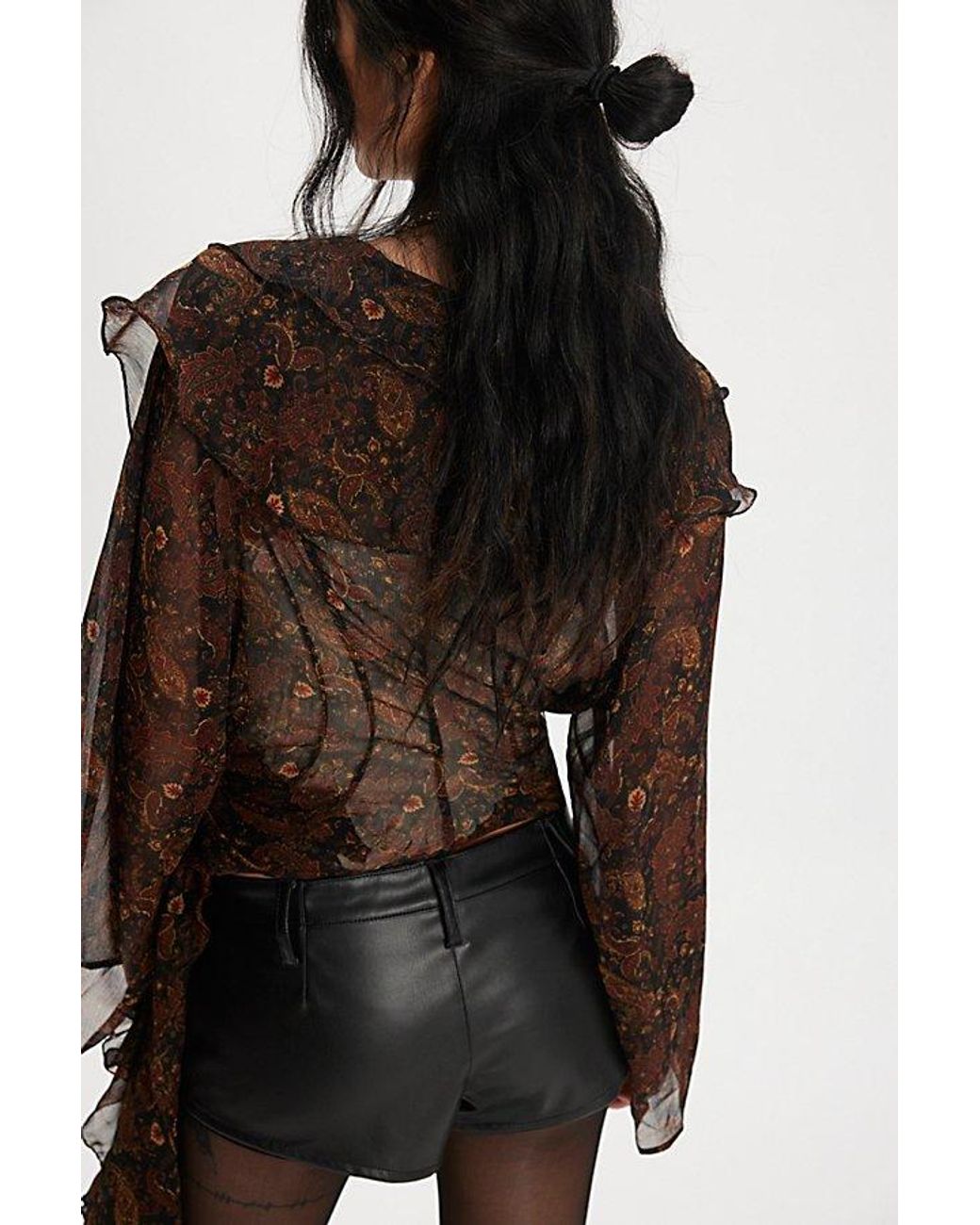 Free People Alessia Vegan Micro Trouser Shorts in Brown | Lyst