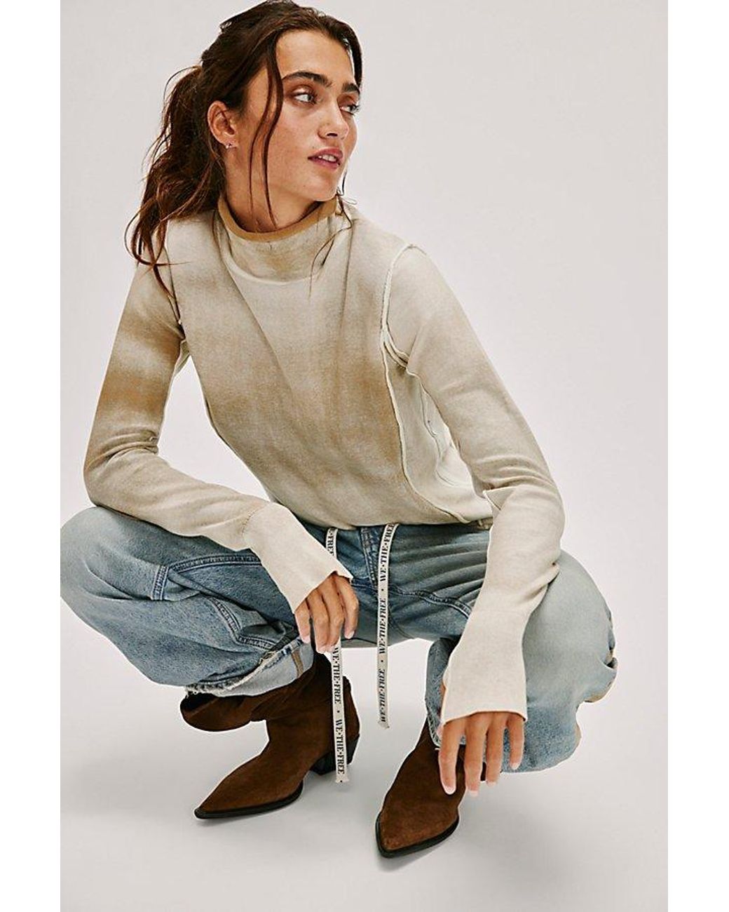 Free People We The Free Robbie Turtleneck Sweater in Natural | Lyst