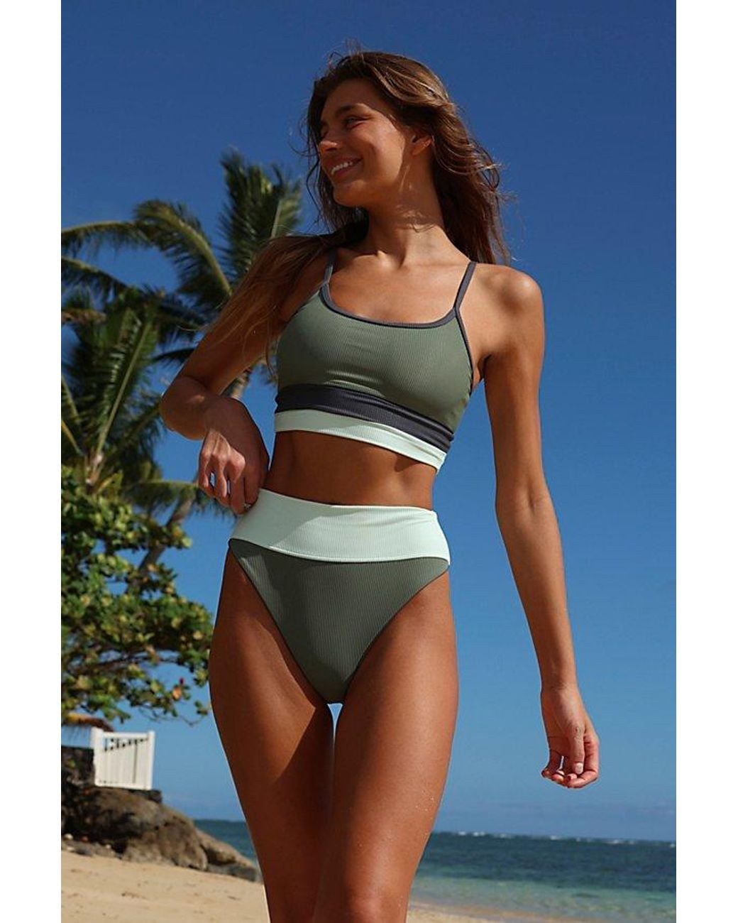 Beach Riot Ribbed Colorblock Bikini Top | Lyst