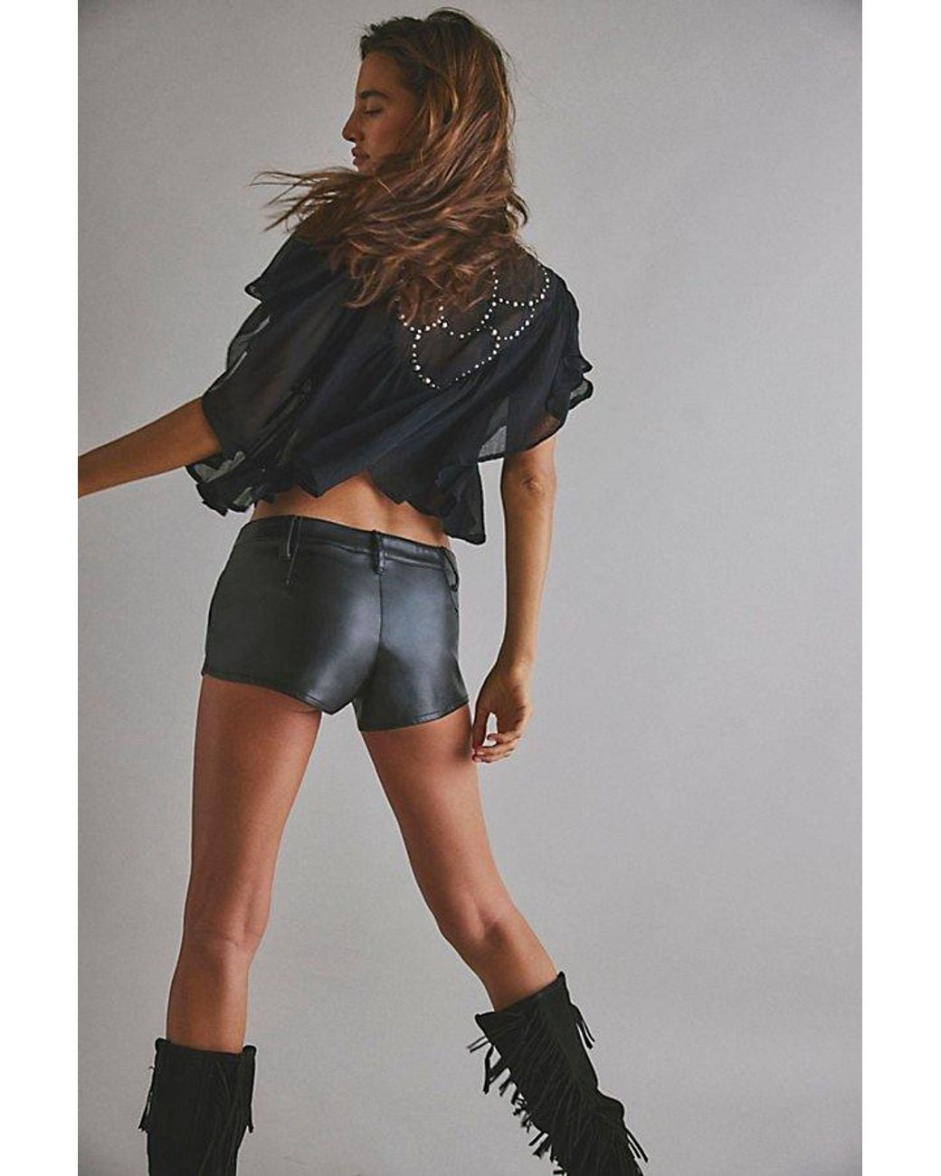 Free People Alessia Vegan Micro Trouser Shorts in Brown | Lyst