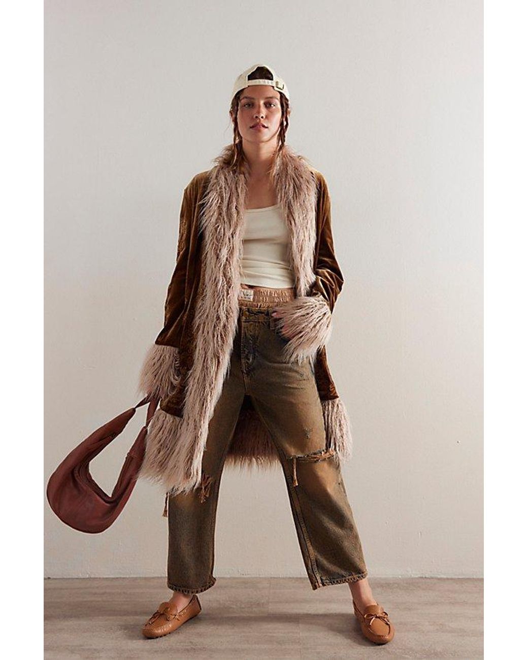 Urban Outfitters Moon Glow Coat in Brown | Lyst