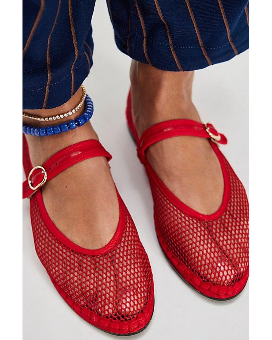 Flabelus Isabella Mesh Mary Janes in Red | Lyst