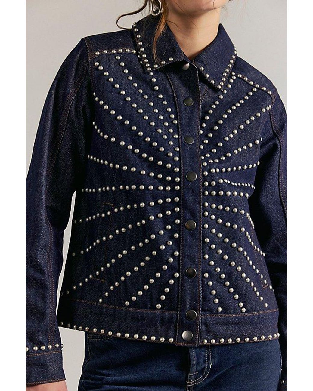 Urban Outfitters Sunburst Embellished Denim Jacket in Blue | Lyst