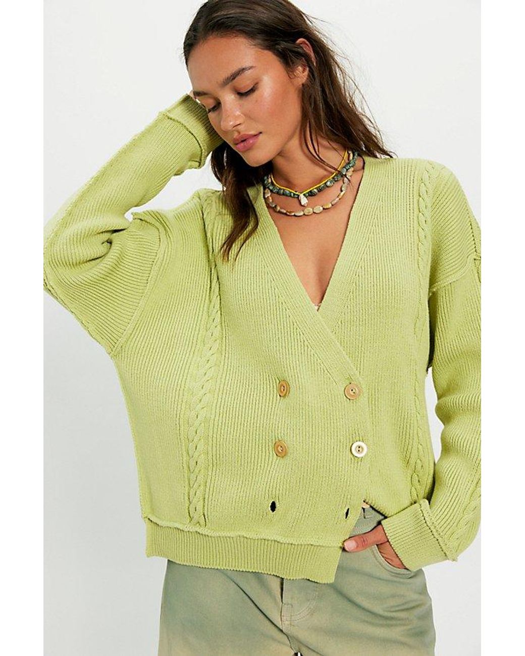 Free People Judd Cardi in Yellow | Lyst