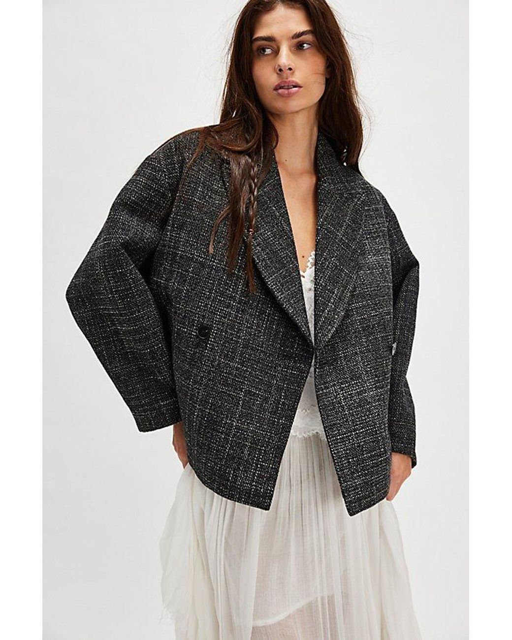 Closed Tweed Cropped Jacket in Black | Lyst