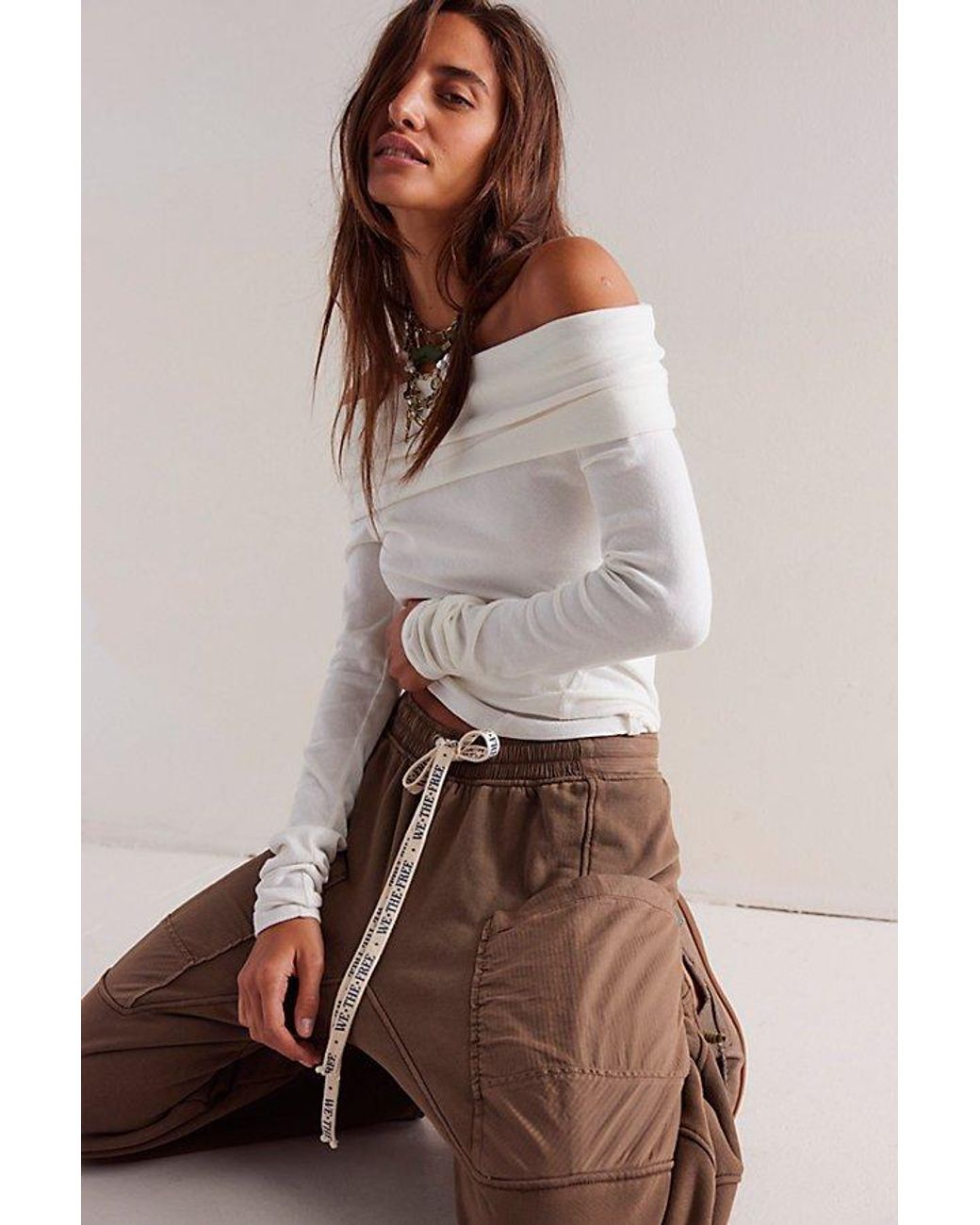 Free People Jet Set Knit Pull-on Pants in Brown | Lyst
