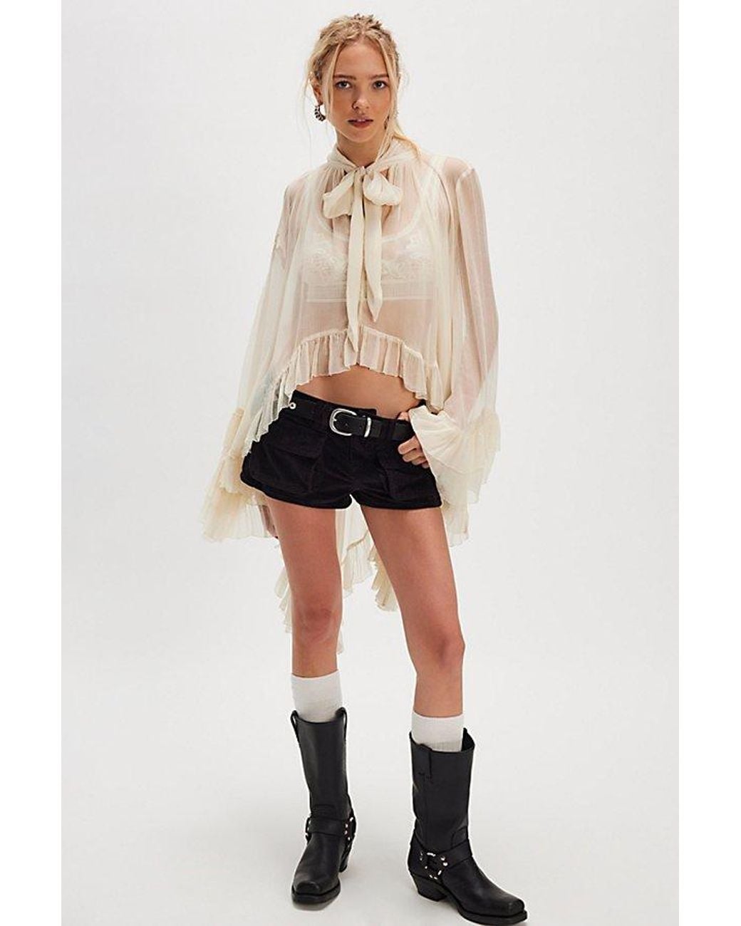 Free People Knock Out Low-Rise Corduroy Micro Shorts in Natural | Lyst