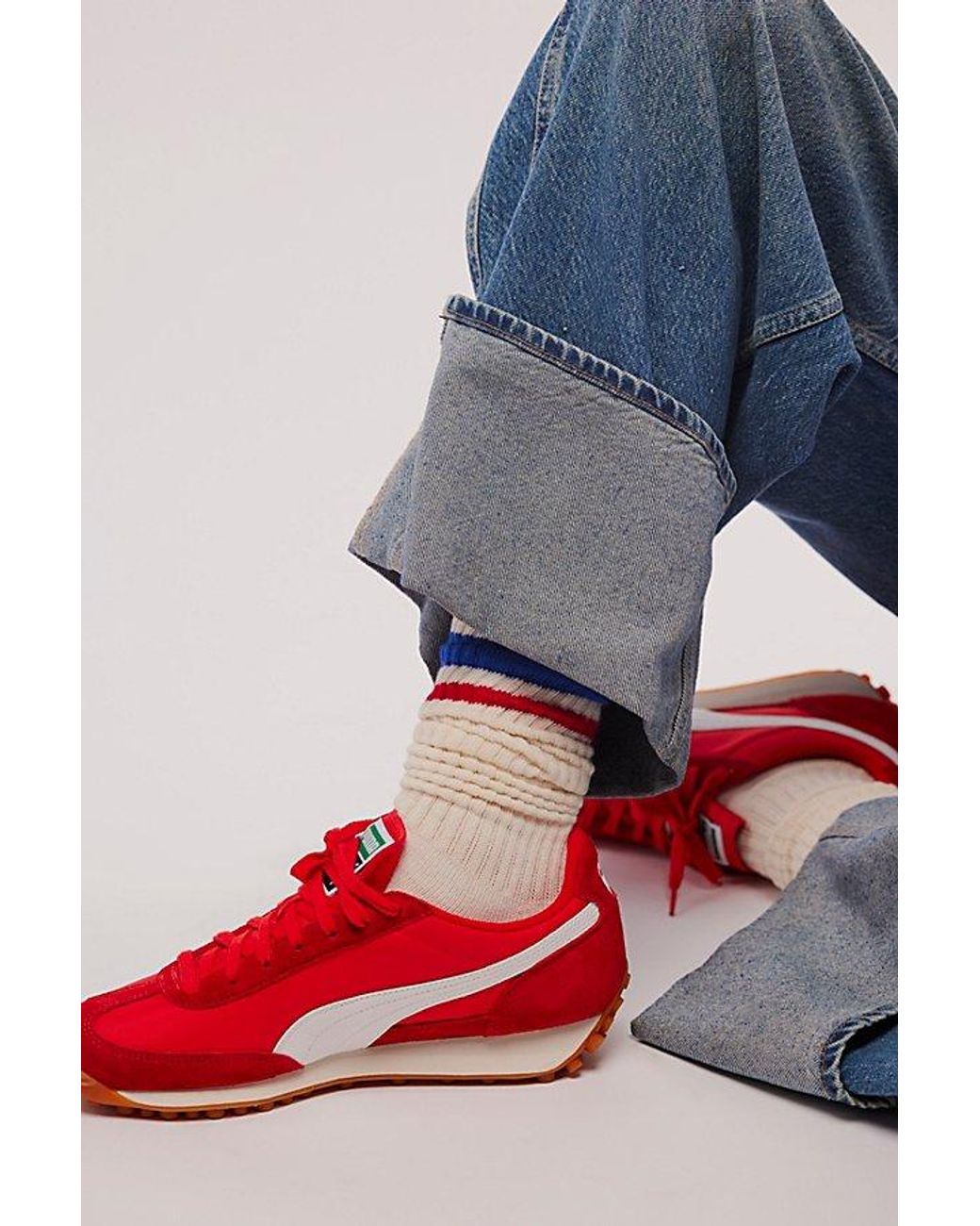 PUMA Easy Rider Vintage Suede Sneakers in Red | Lyst