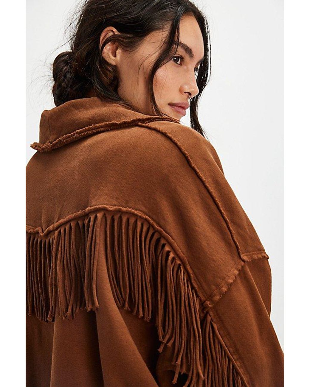 Ragabond Wyatt Fringe Cardi in Brown | Lyst