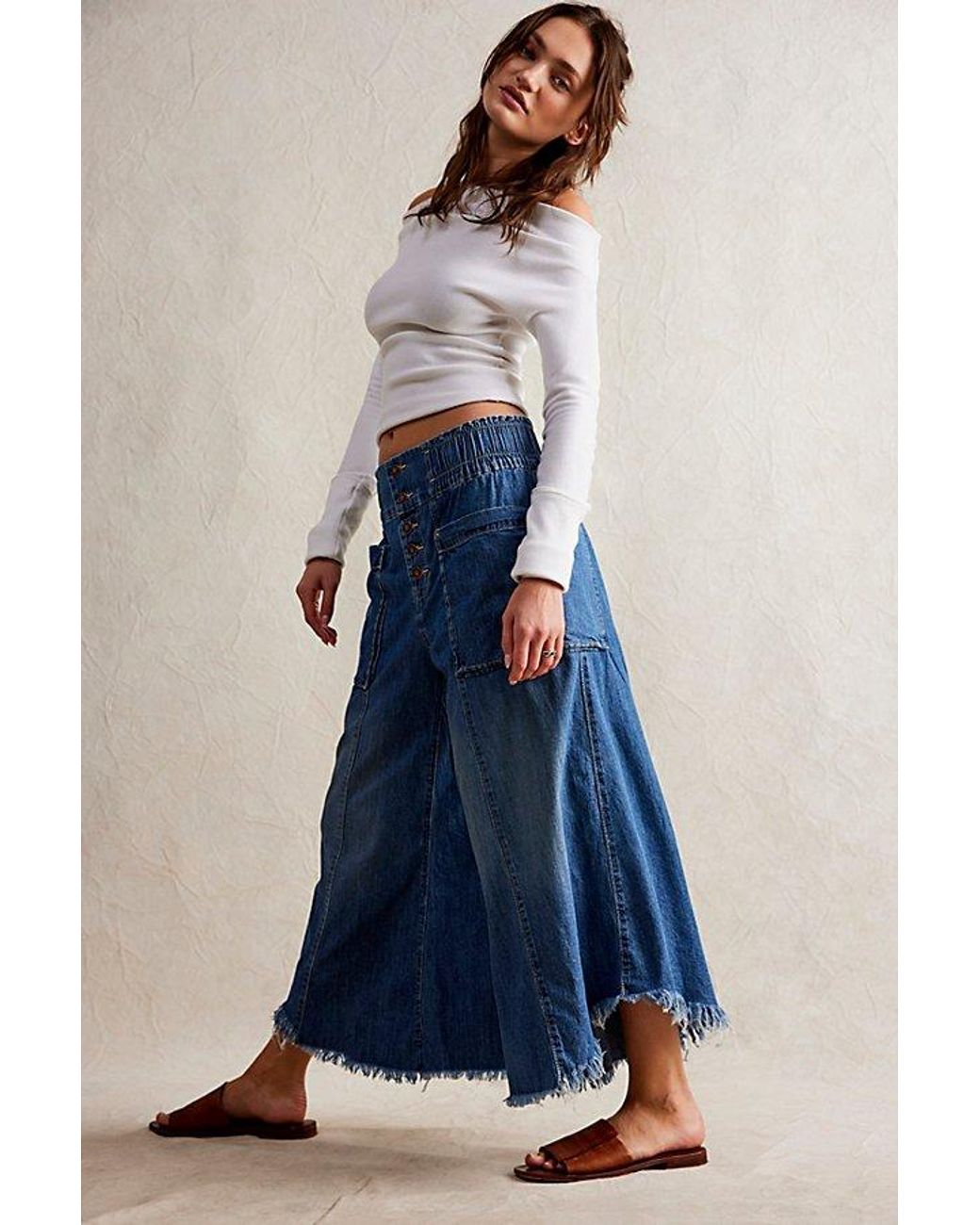 Free People We The Free Sun Setter Pull-on Jeans in Blue | Lyst